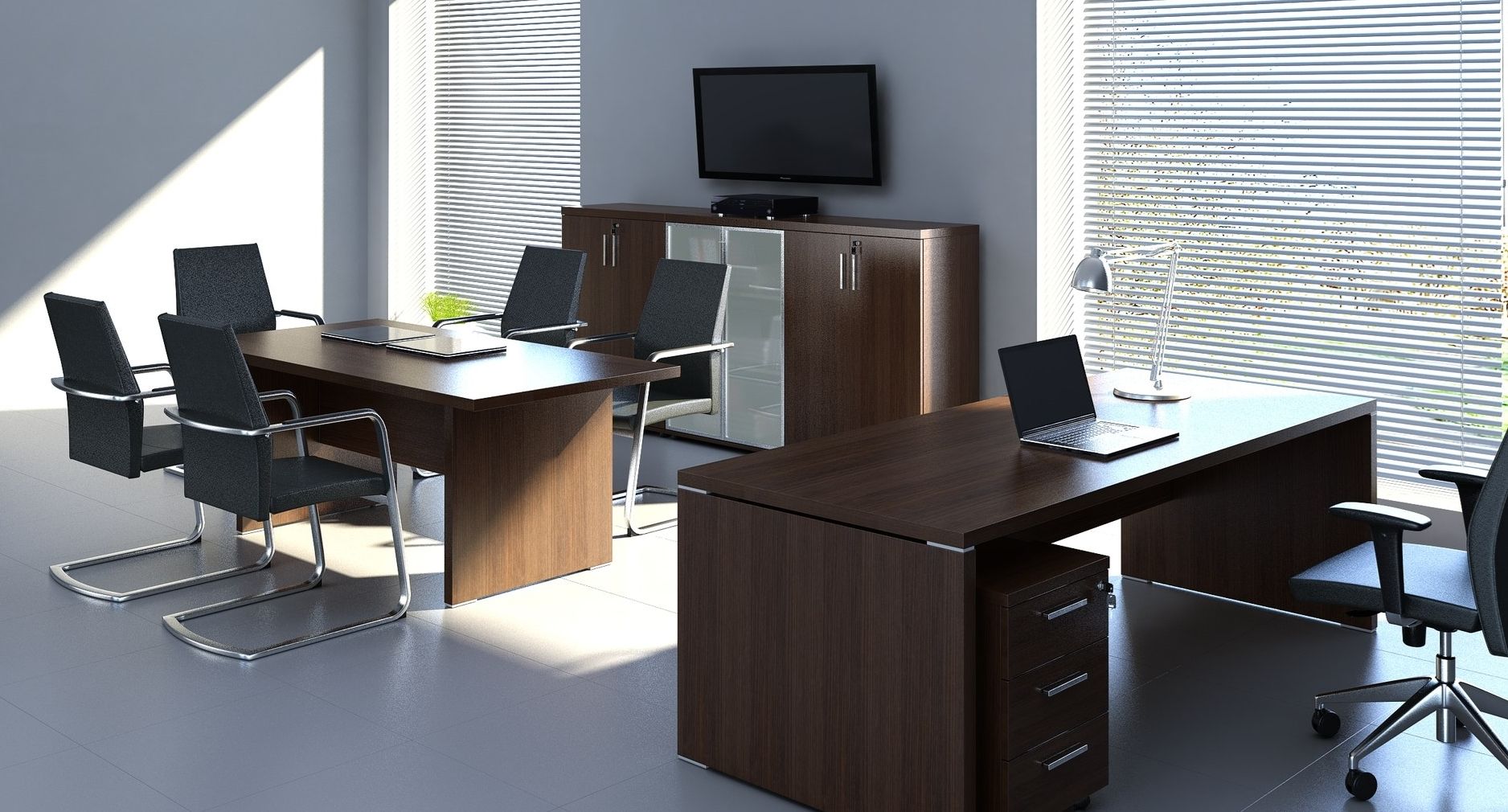 Rectangular melamine-faced chipboard office desk QUANDO | Rectangular ...