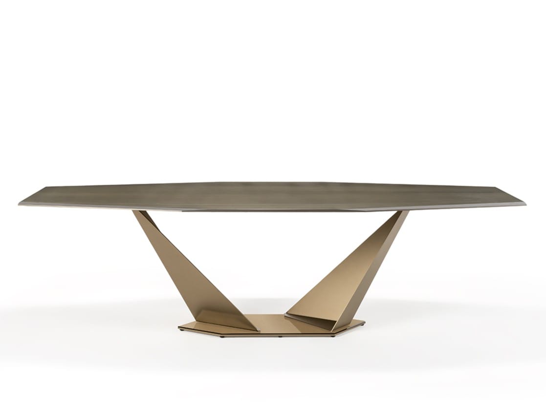 QUARTZ 72 | Table Octagonal glass table with metal base By Reflex | design Riccardo Lucatello