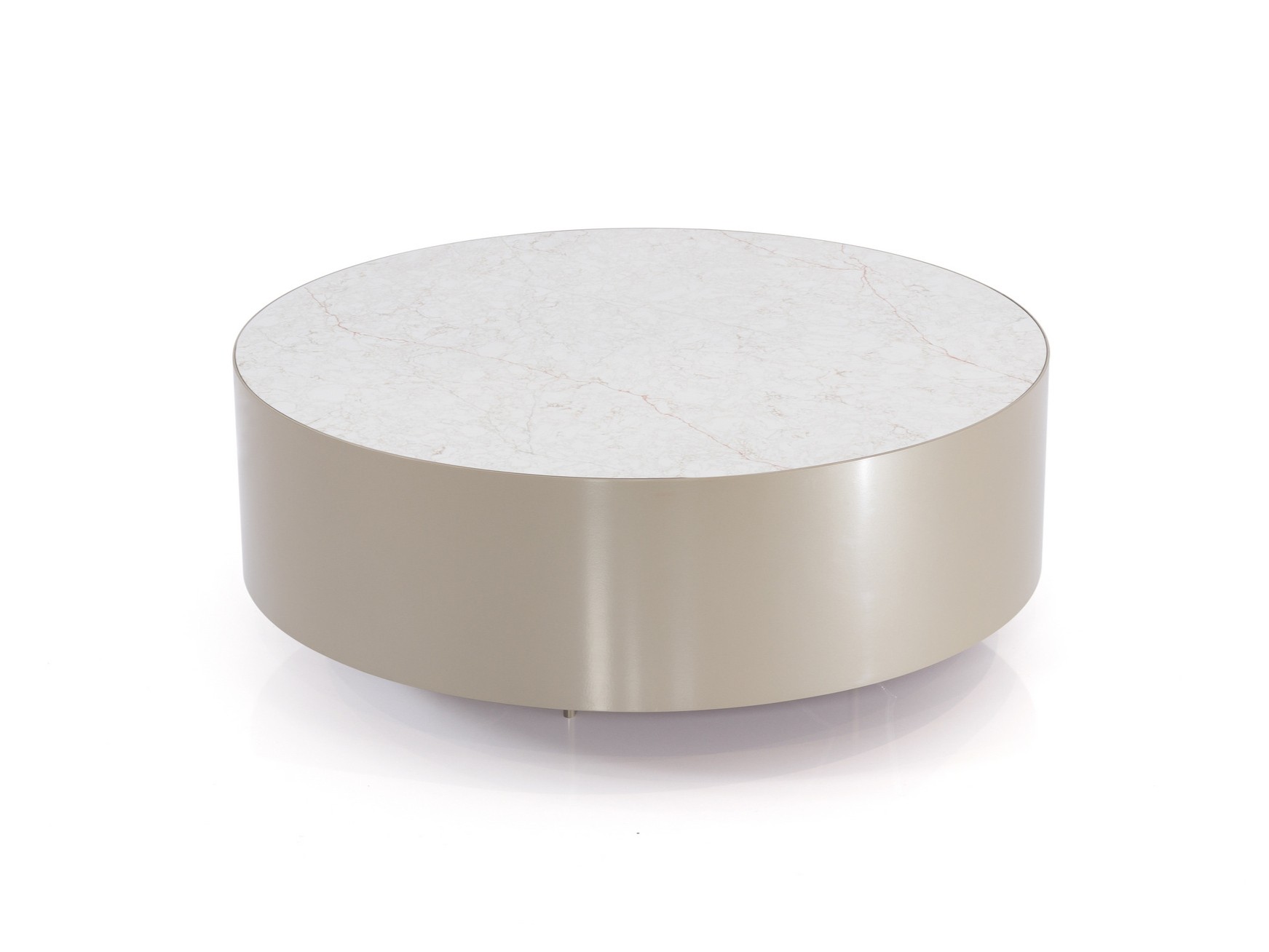 HOLE Low round coffee table with quartz top By ORO NERO Collection