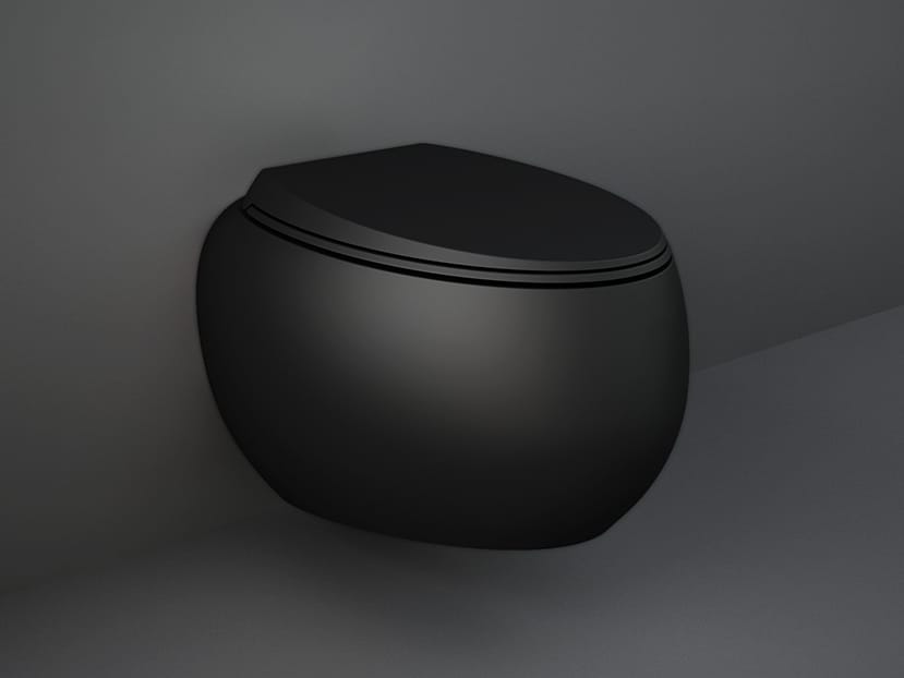 RAK-CLOUD MATT BLACK Inodoro suspendido de cerámica sin reborde By RAK ...