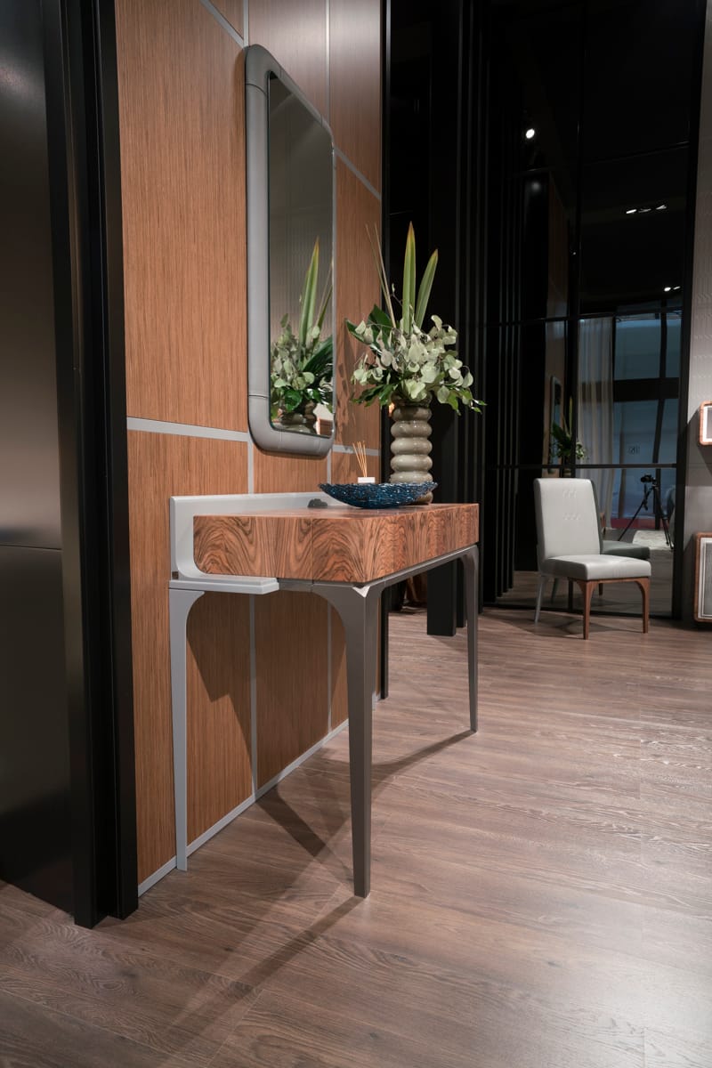 WANDA Rectangular walnut console table with drawer By BRUNO ZAMPA