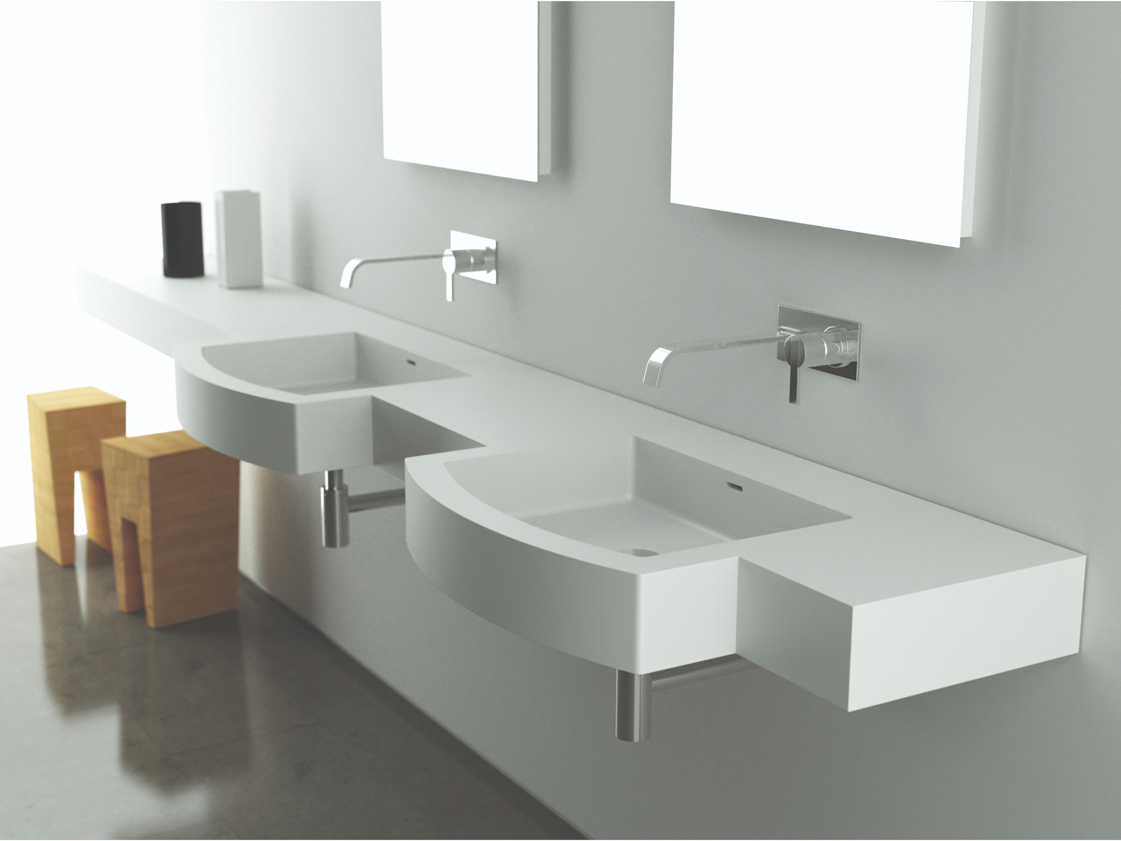 Double wall-mounted Solid Surface washbasin REGULAR | Double washbasin ...