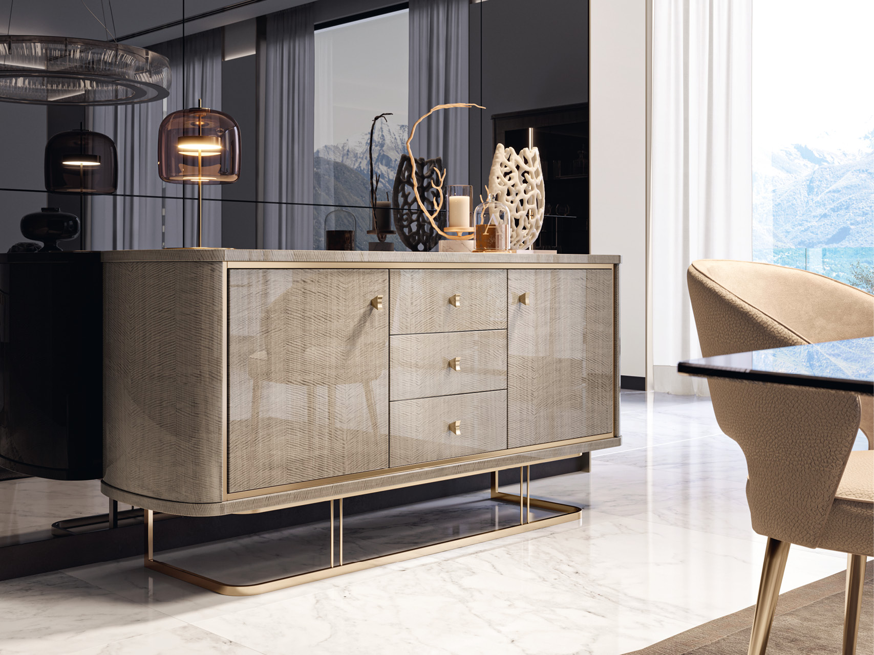 ROBERTO BARNINI Wooden sideboard with doors By Barnini Oseo