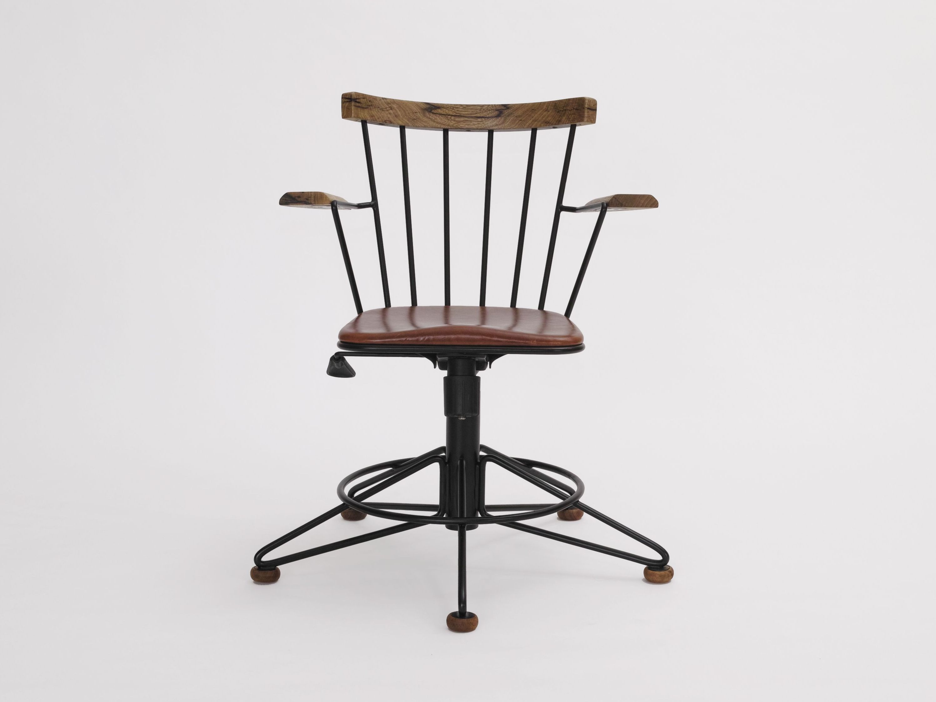 Height-adjustable swivel steel and wood office chair ROCKET By metal ...