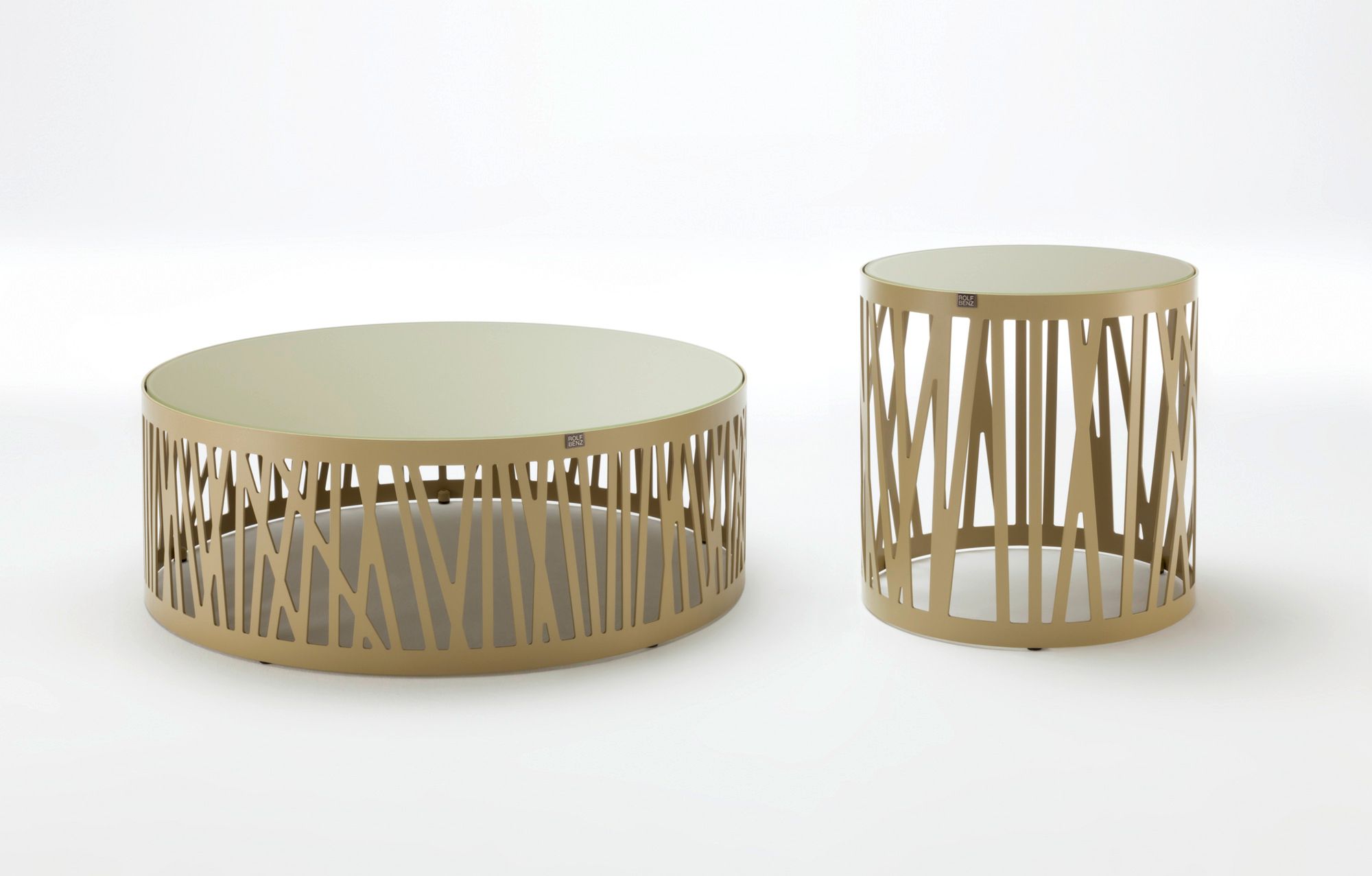 ROLF BENZ 8330 | Low coffee table Round glass and steel coffee table By ...