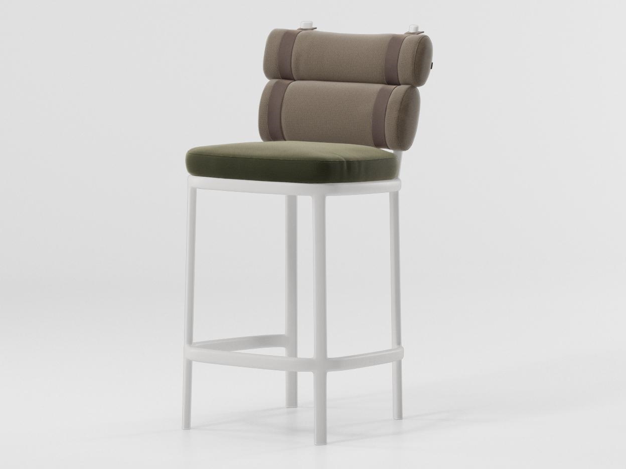 ROLL High upholstered fabric stool By Kettal | design Patricia Urquiola