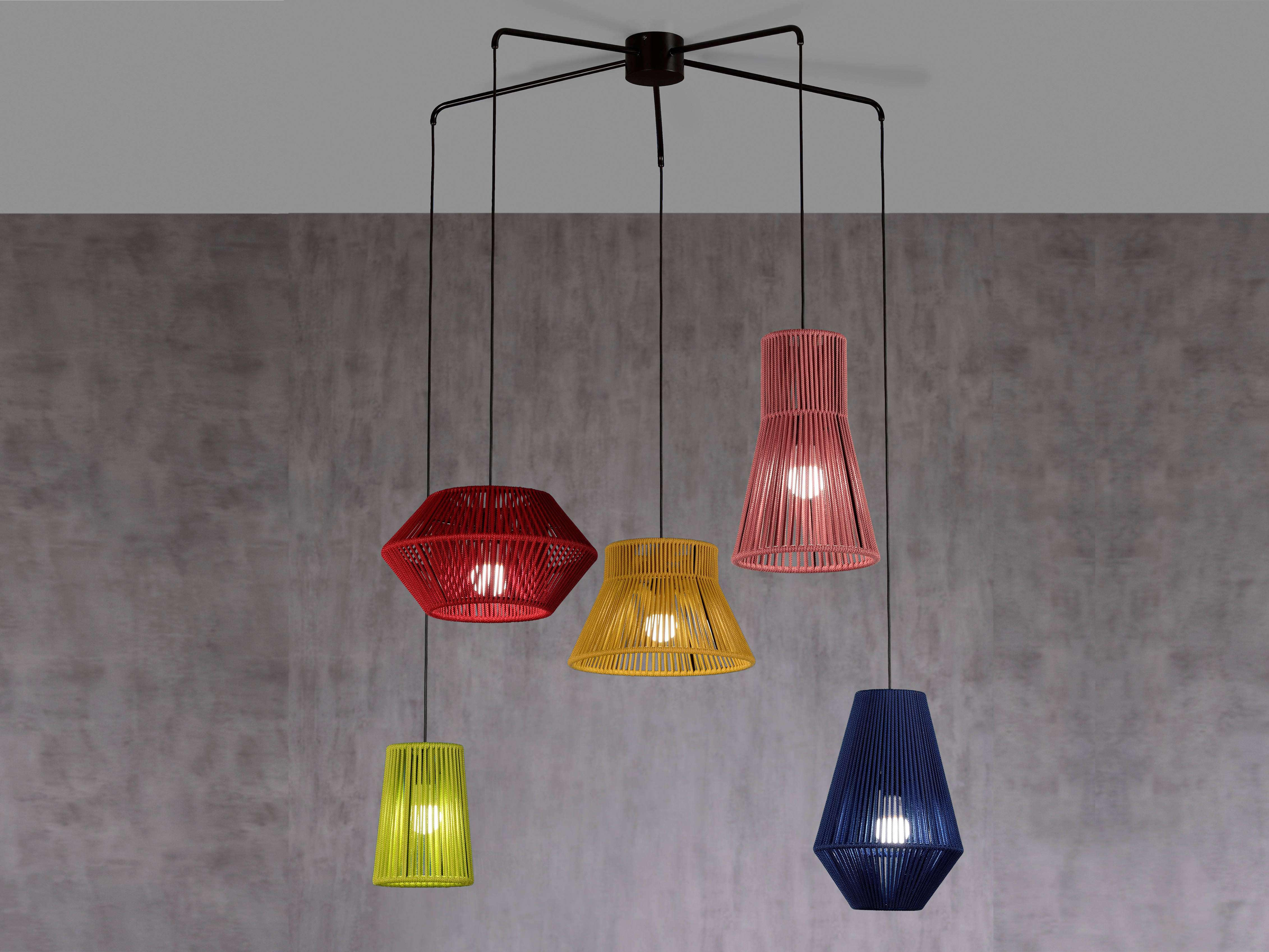 KIT POP-UP LED pendant lamp in rope and metal By Ole! Lighting | design ...