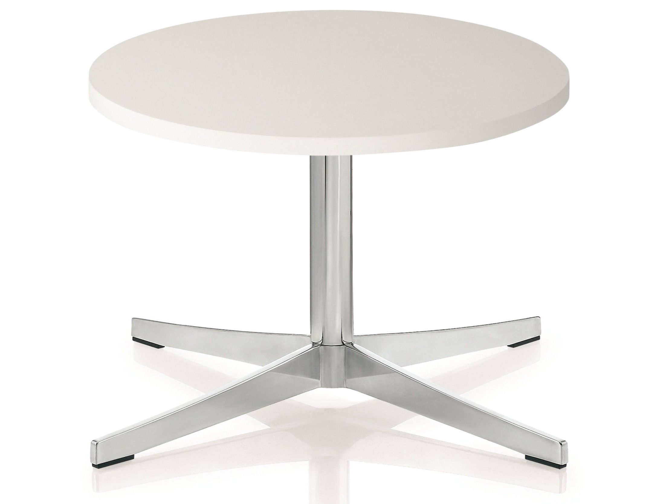 PERILLO TAVOLA Round coffee table in MDF and chromed steel base By ZÜCO