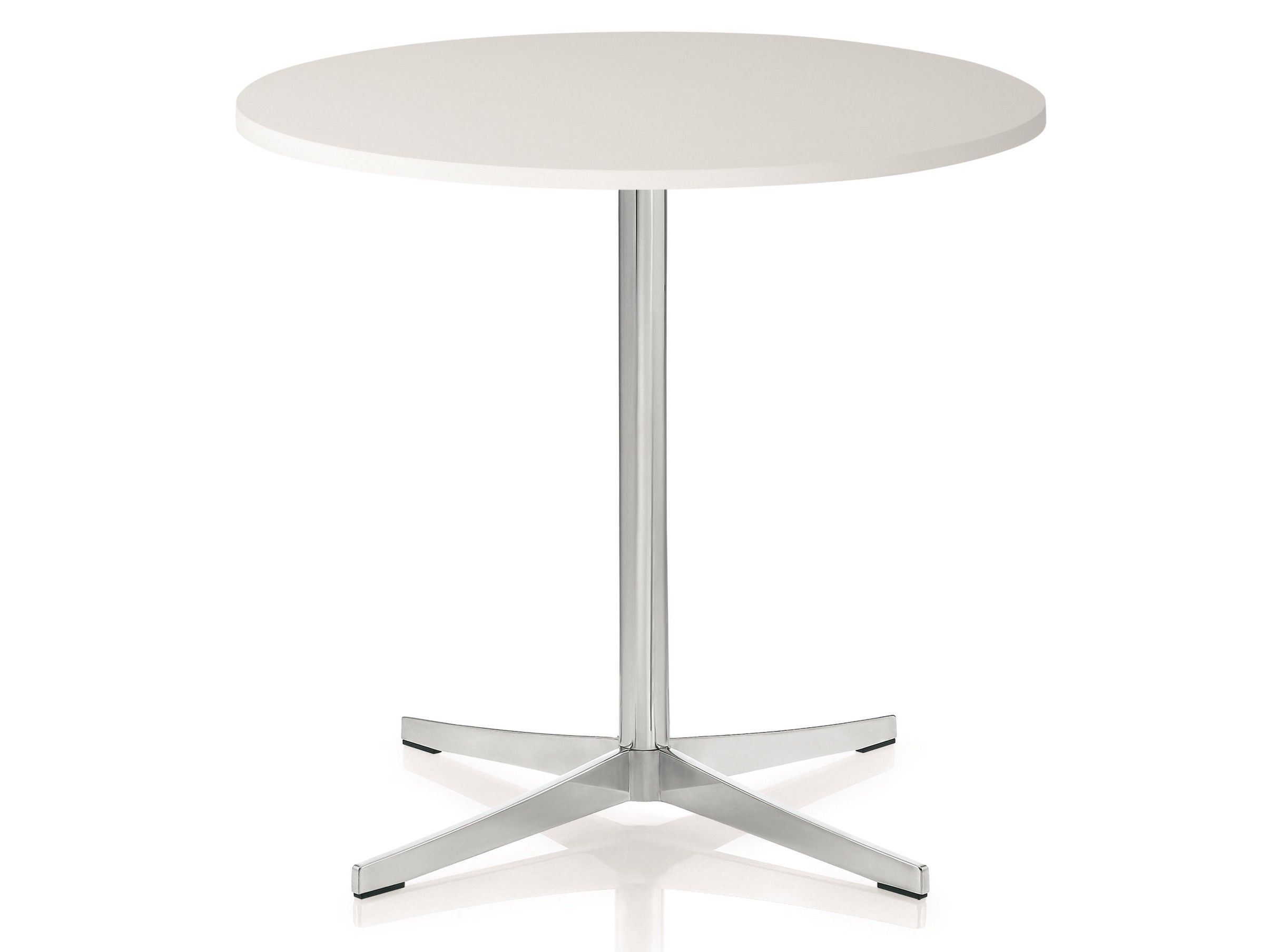 PERILLO TAVOLA Round table in MDF and chromed steel base By ZÜCO