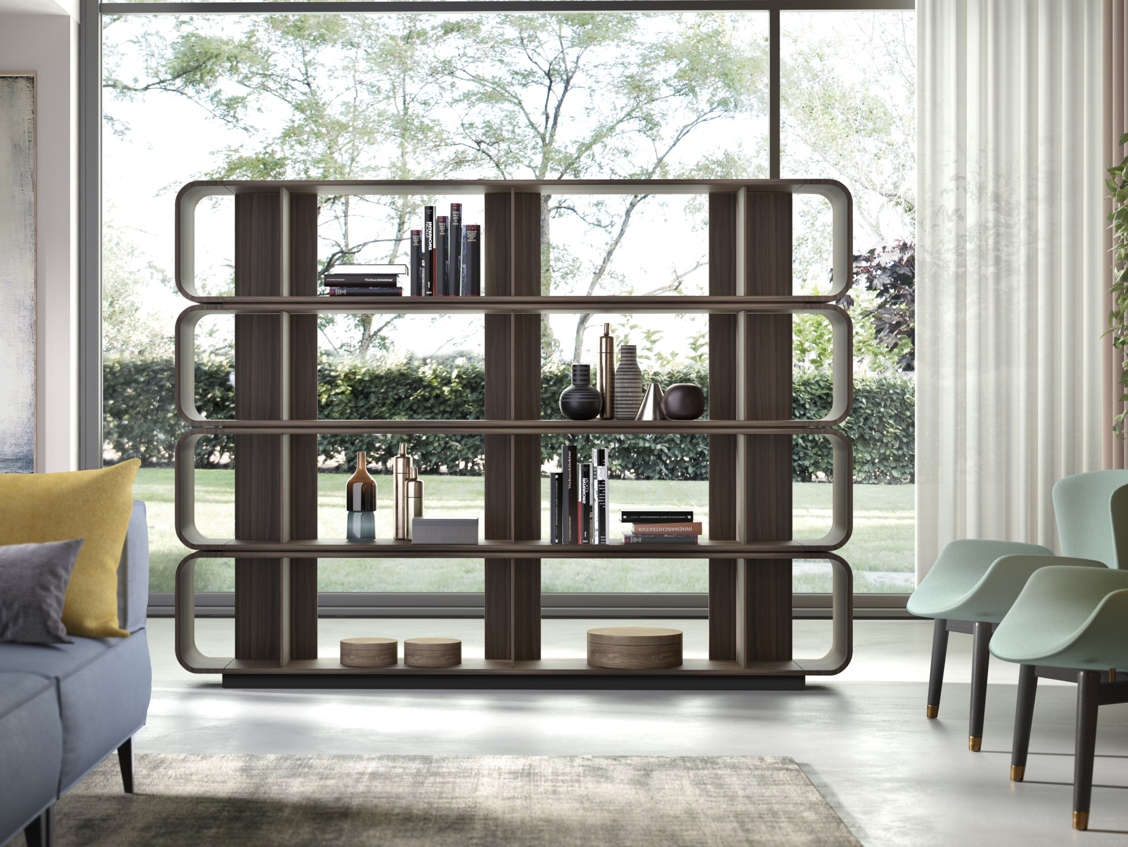 Open double-sided wooden bookcase ROUND UP 240 Round Up Collection By ...