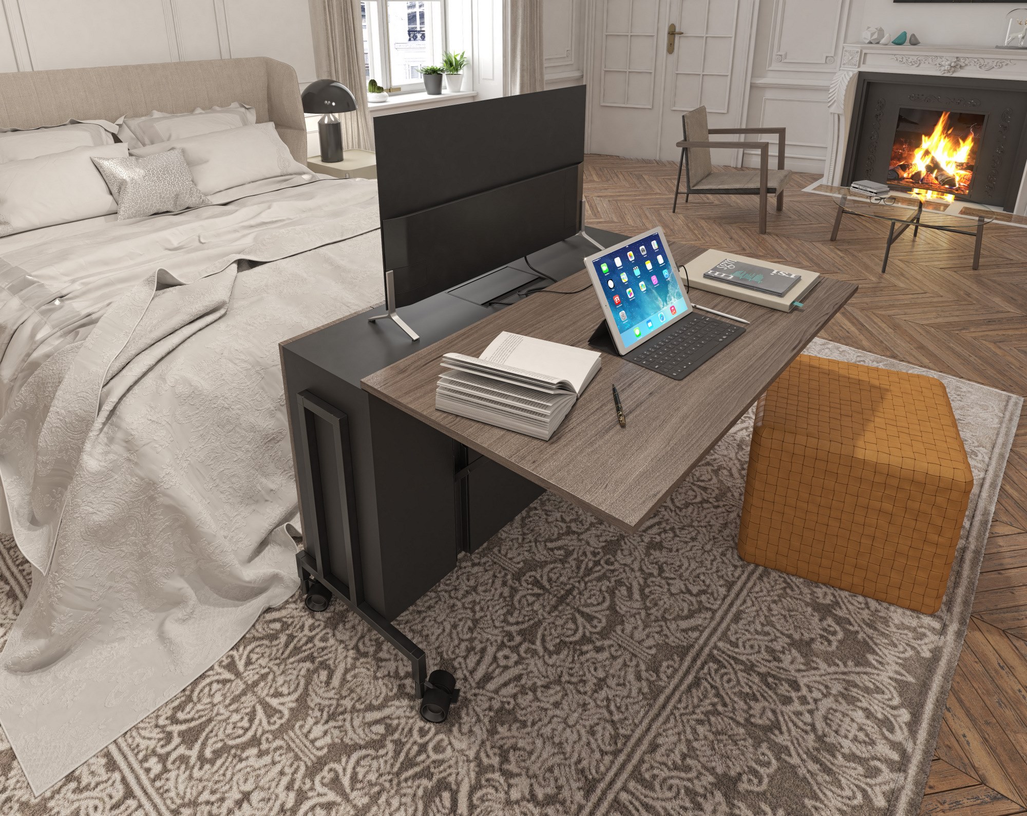 Scrivania rettangolare in legno con ruote SCRIVANIA MOBILE - ESTEL ...
