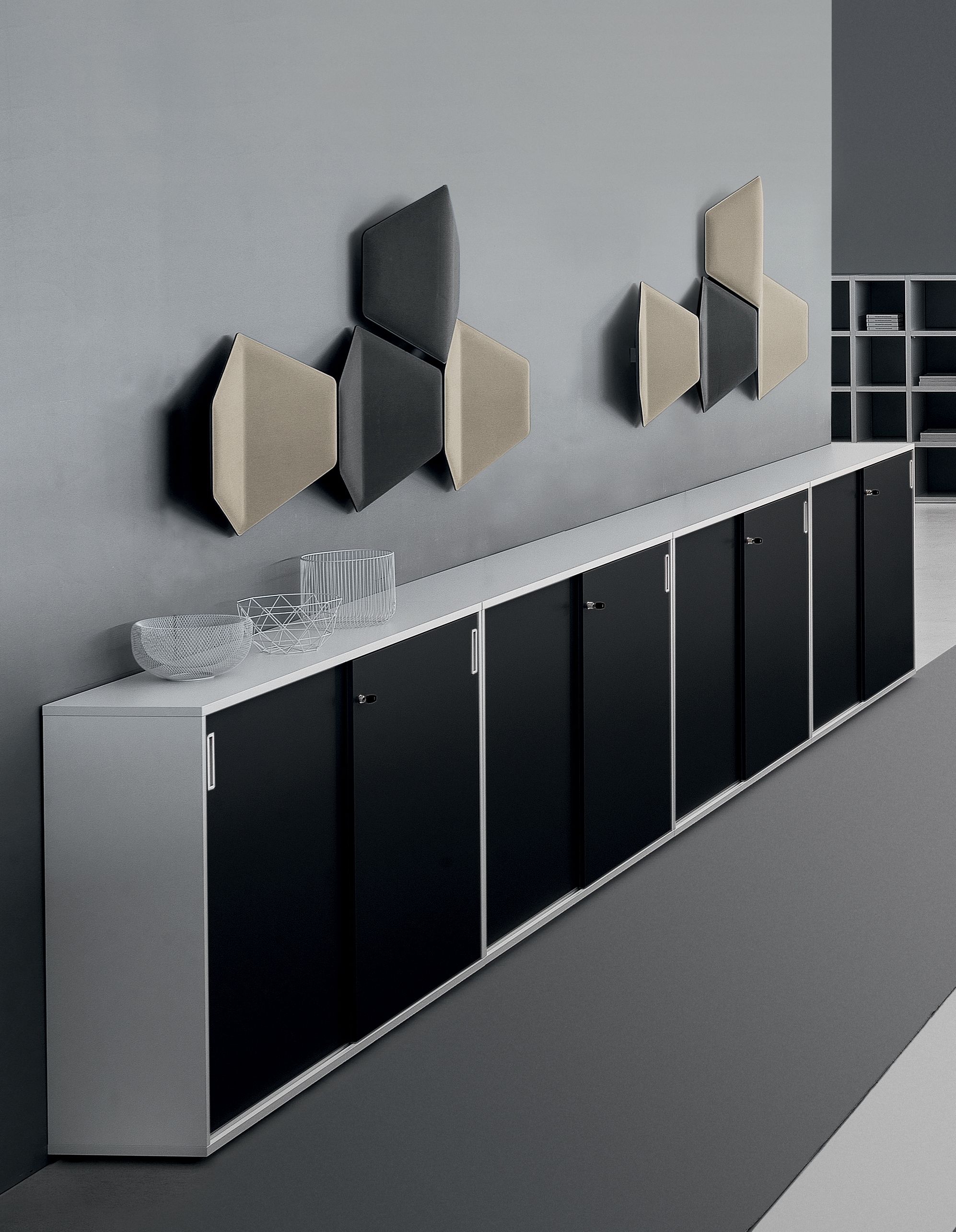 SEUL | Low office storage unit Modular melamine office storage unit ...