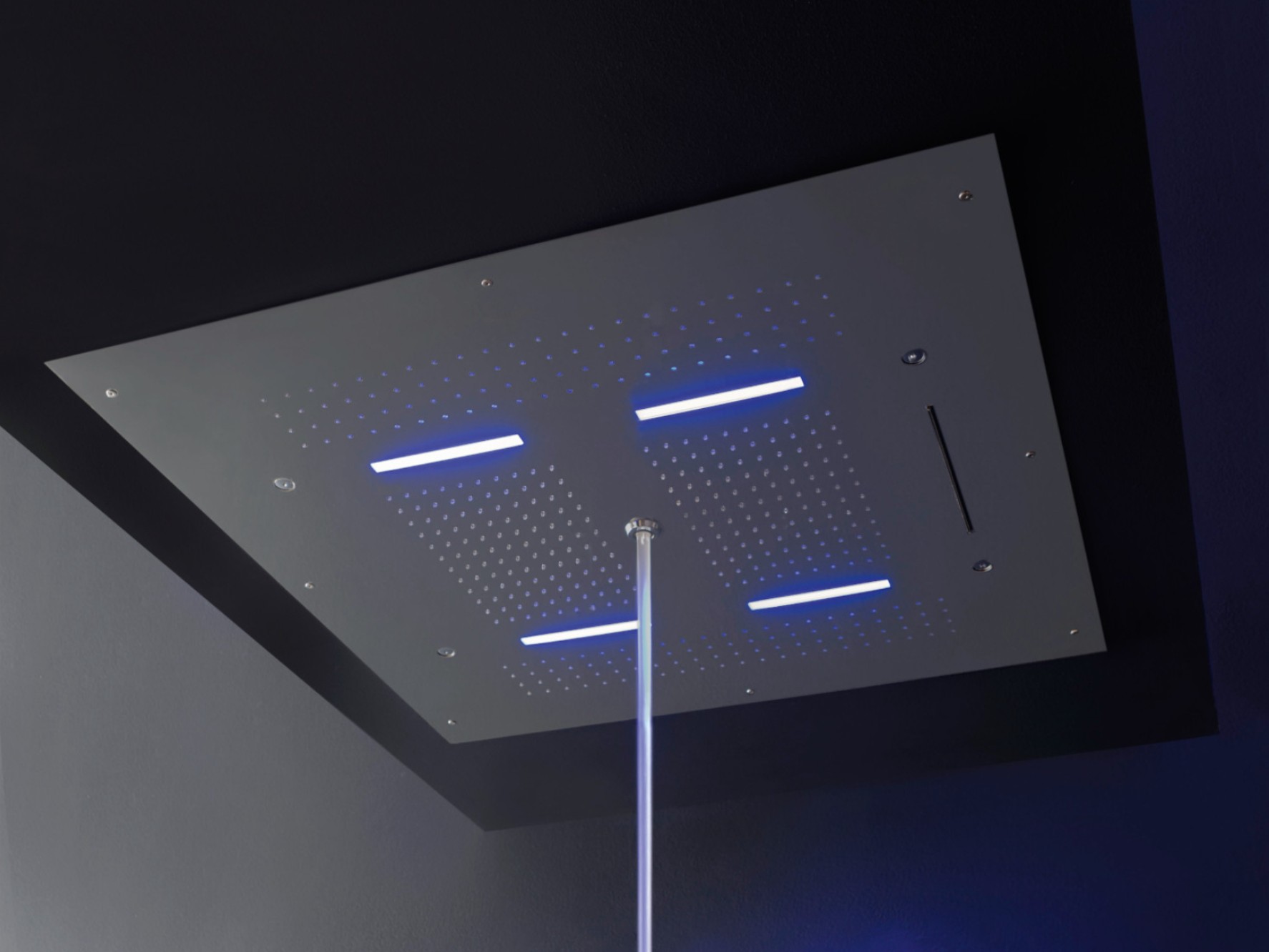 SHOWERS INOX Ceiling mounted built-in square stainless steel overhead ...