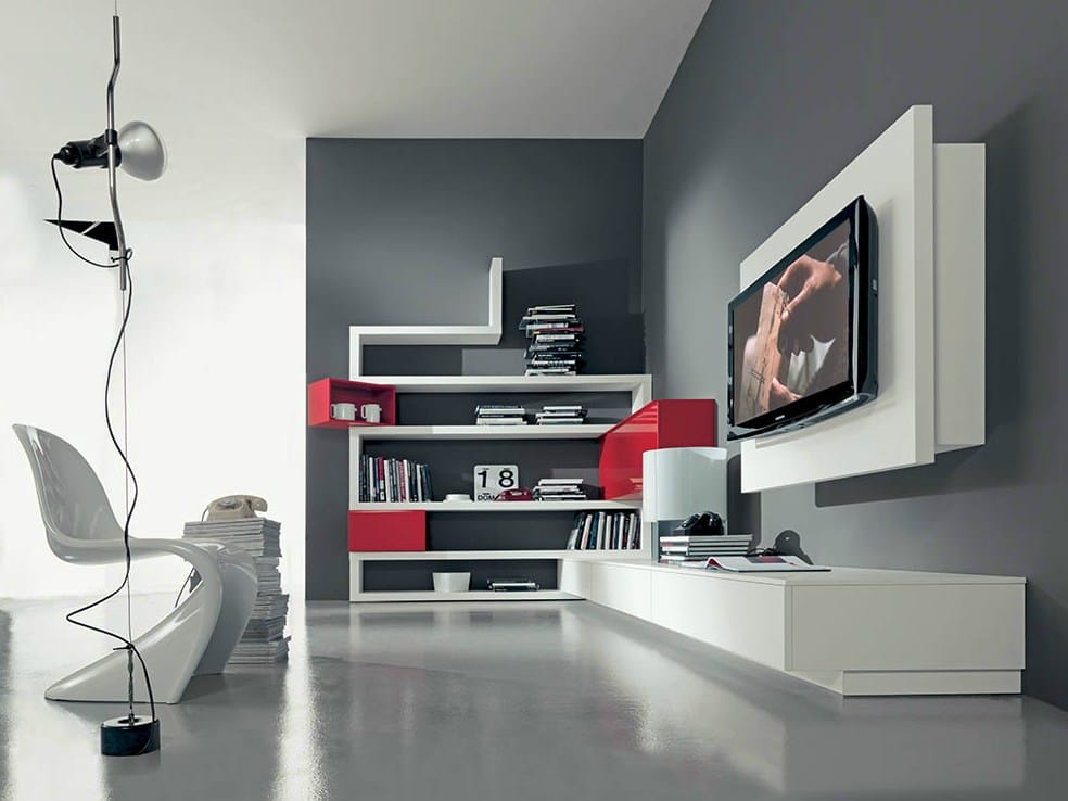 Lacquered TV wall system SIDE 10 By Fimar