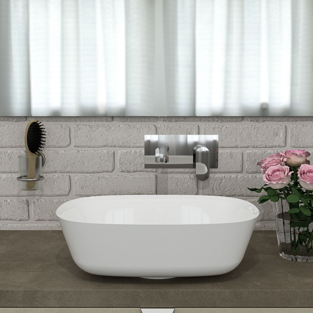 SLIM | Countertop washbasin Countertop rectangular cultured marble ...