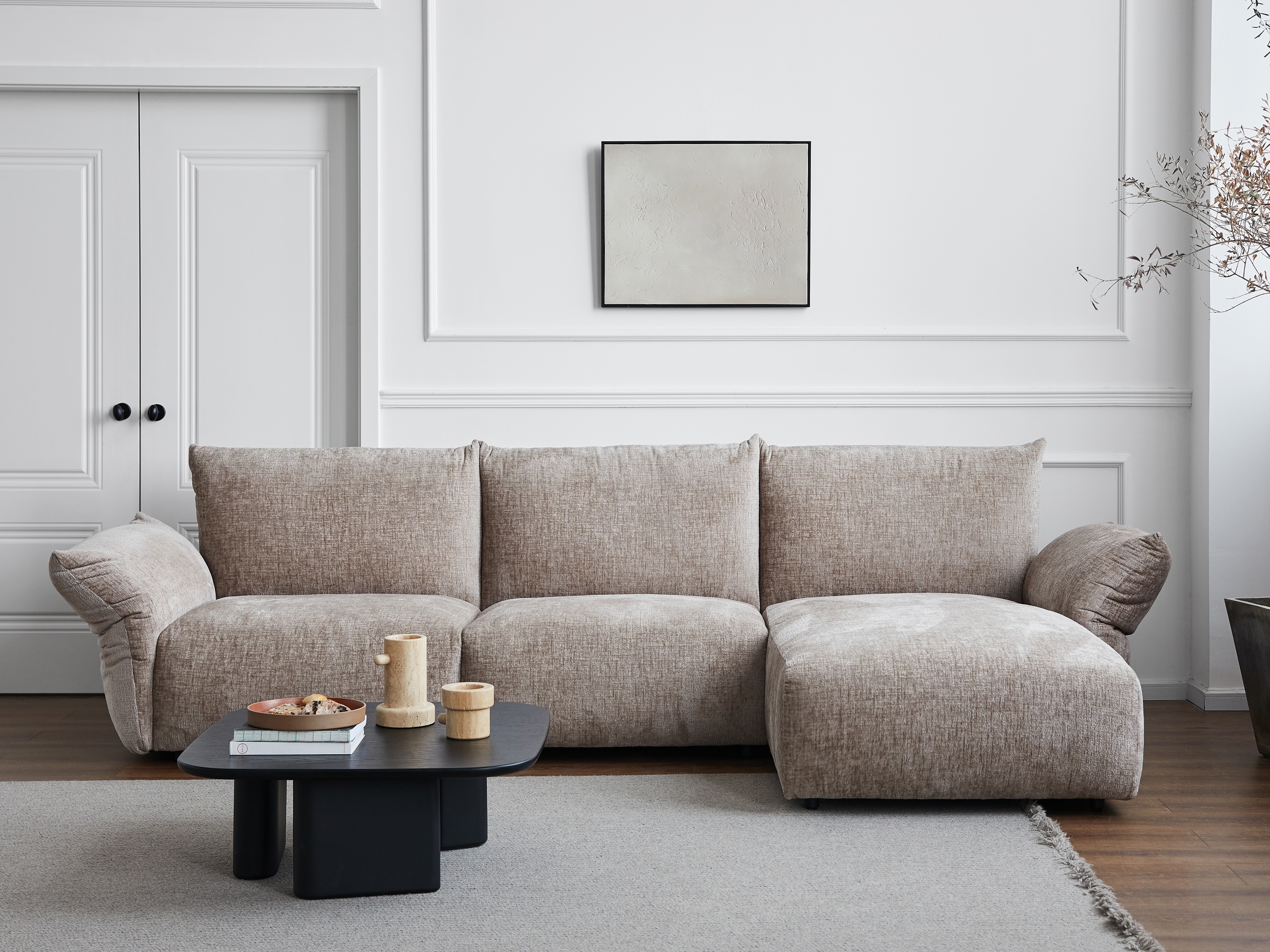 PUFF Fabric sofa with chaise longue By grado design