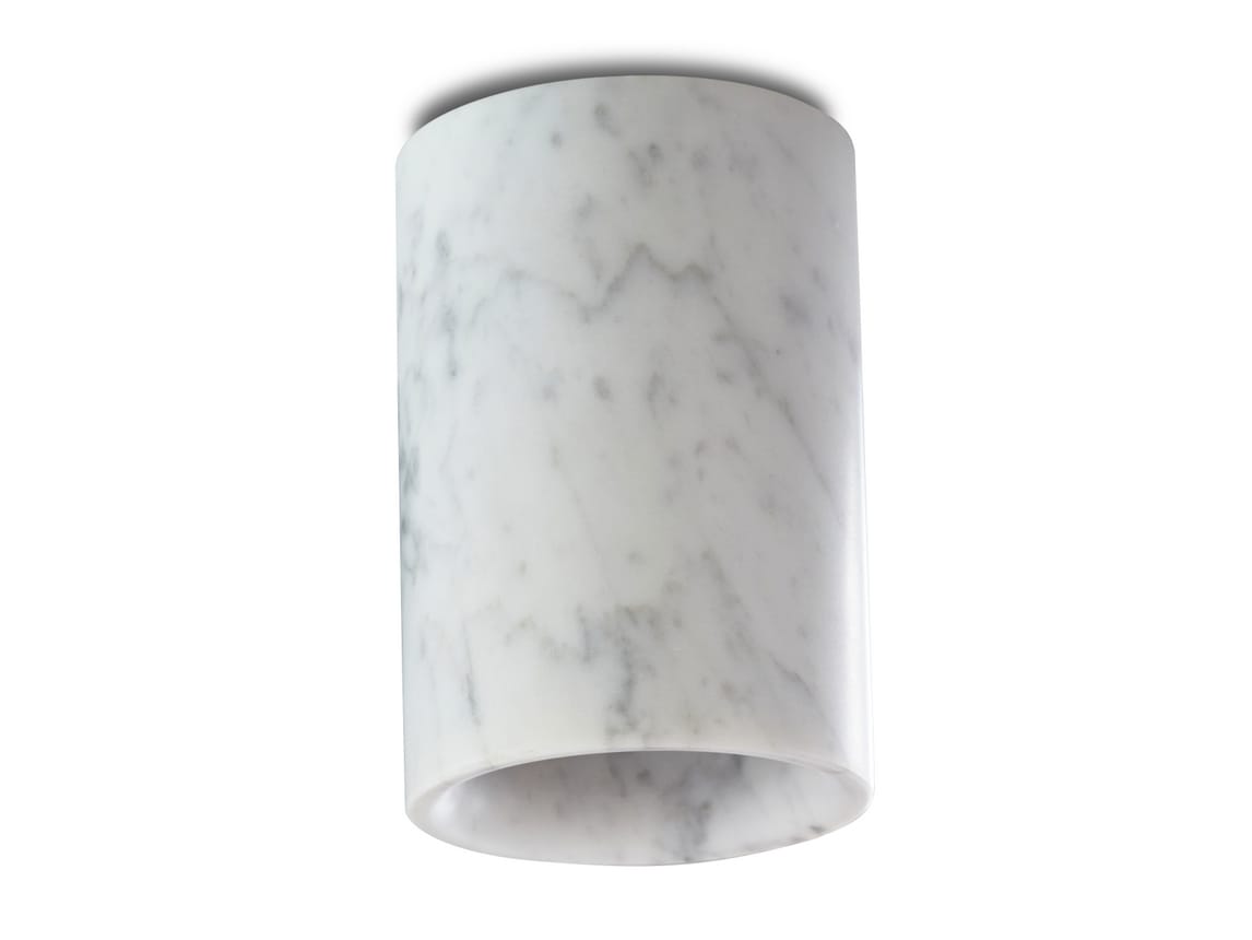 SOLID CYLINDRICAL | Carrara marble spotlight LED round ceiling Carrara ...