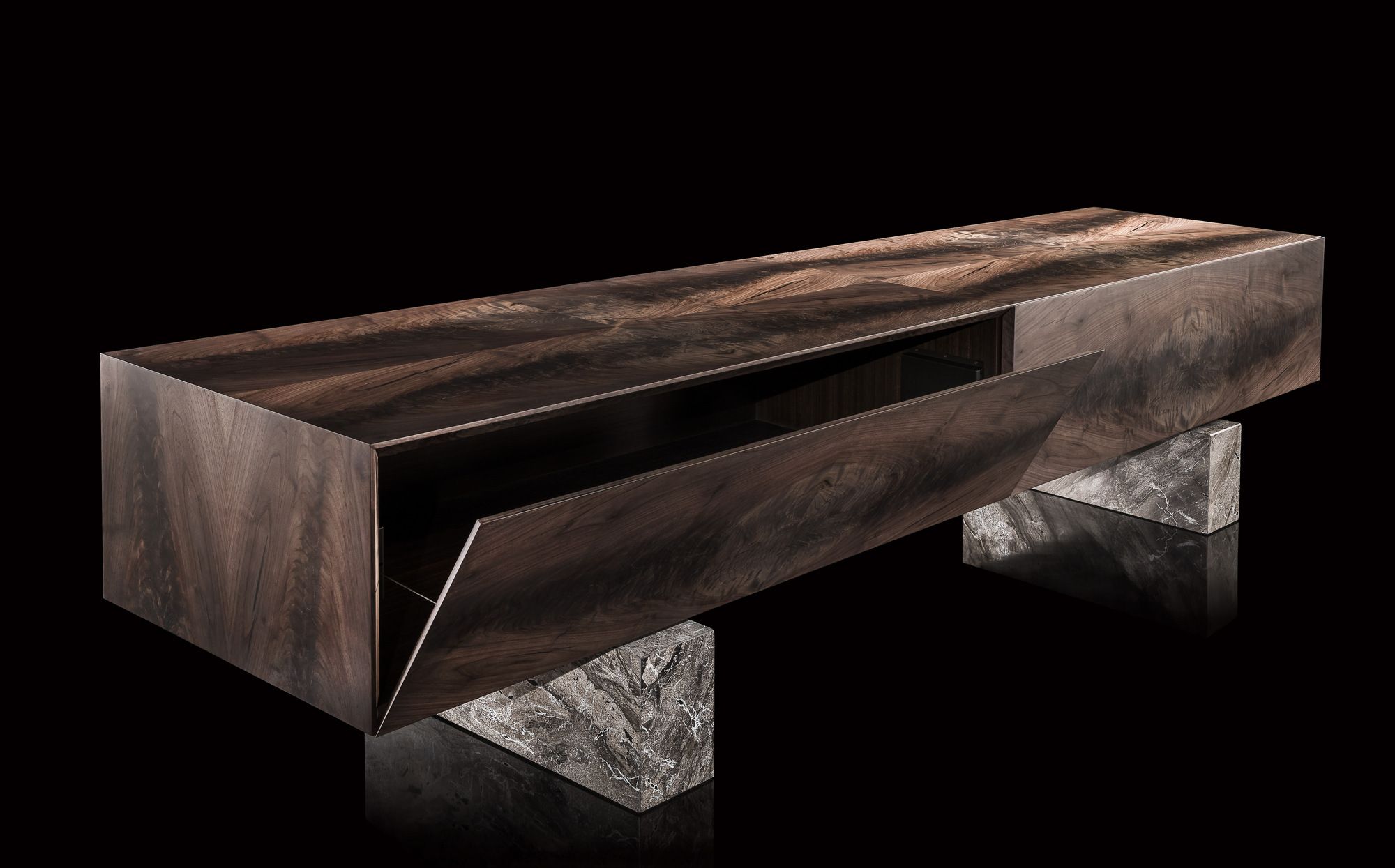 SLIM SIDE Solid wood sideboard with flap doors By Henge | design ...