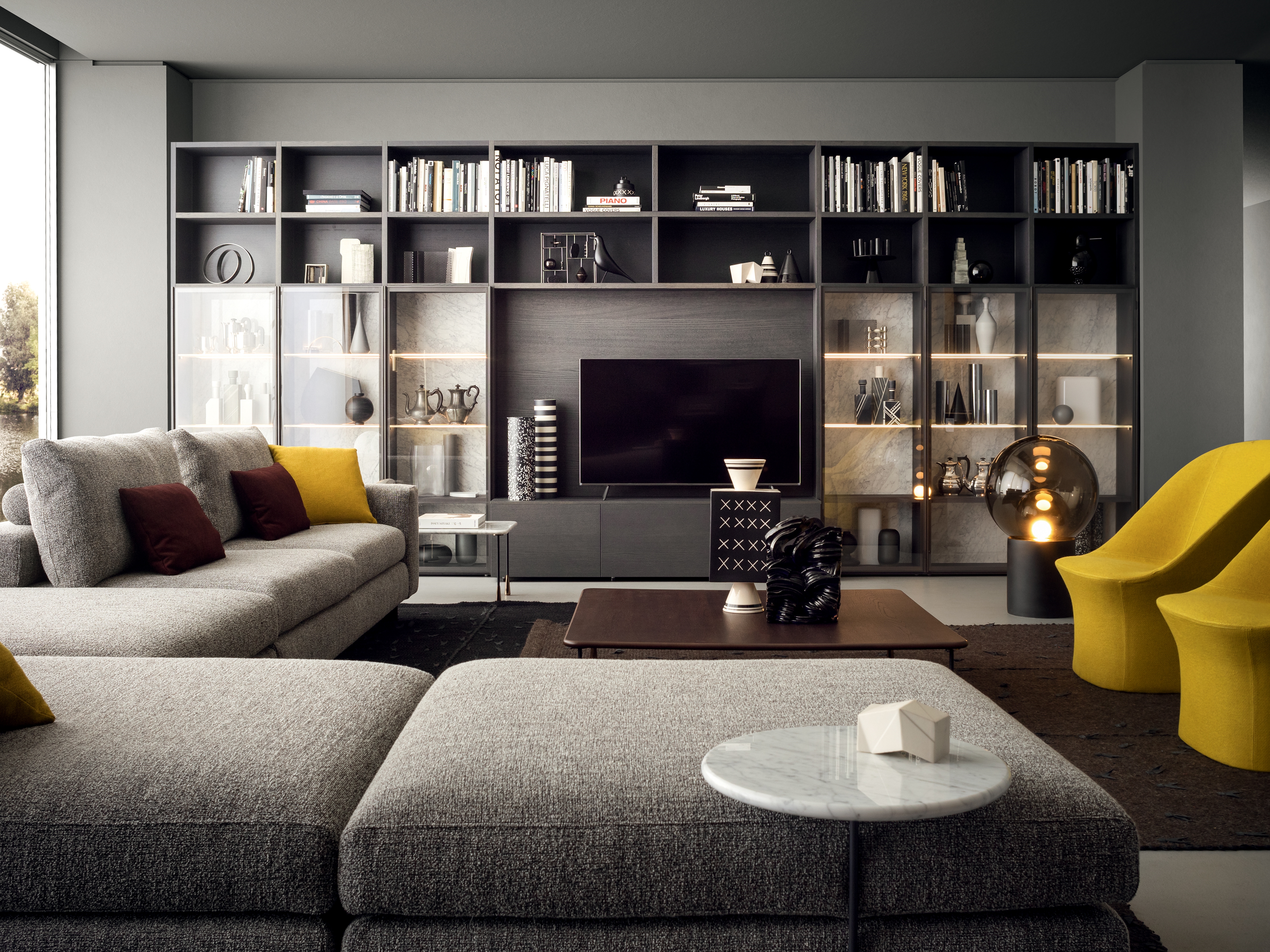 SPAZIOTECA | Wood and glass bookcase Bookcases Collection By PIANCA