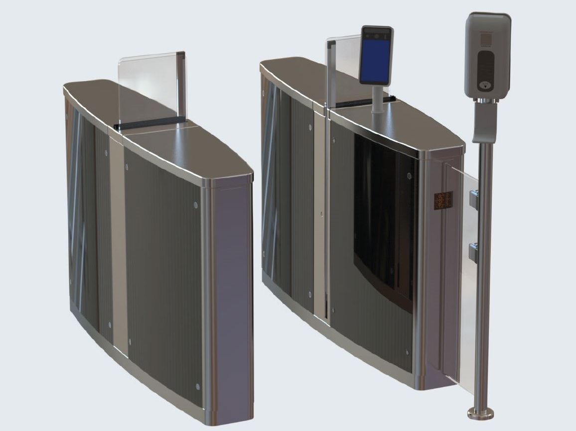 Turnstile with integrated infection control solutions SPEEDSTILE FP H-Sense Collection By Gunnebo