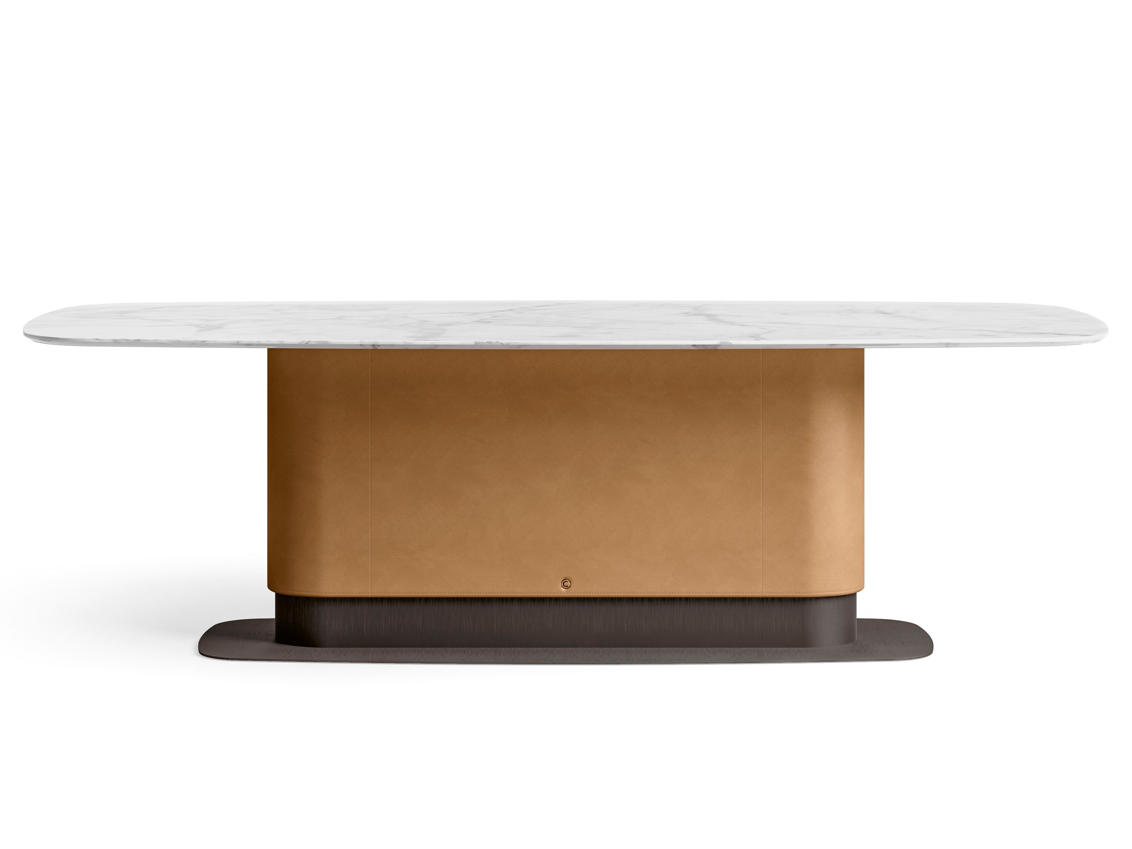 STARLIGHT Rectangular marble and tanned leather table By CPRN HOMOOD | design Lucia Ippolito