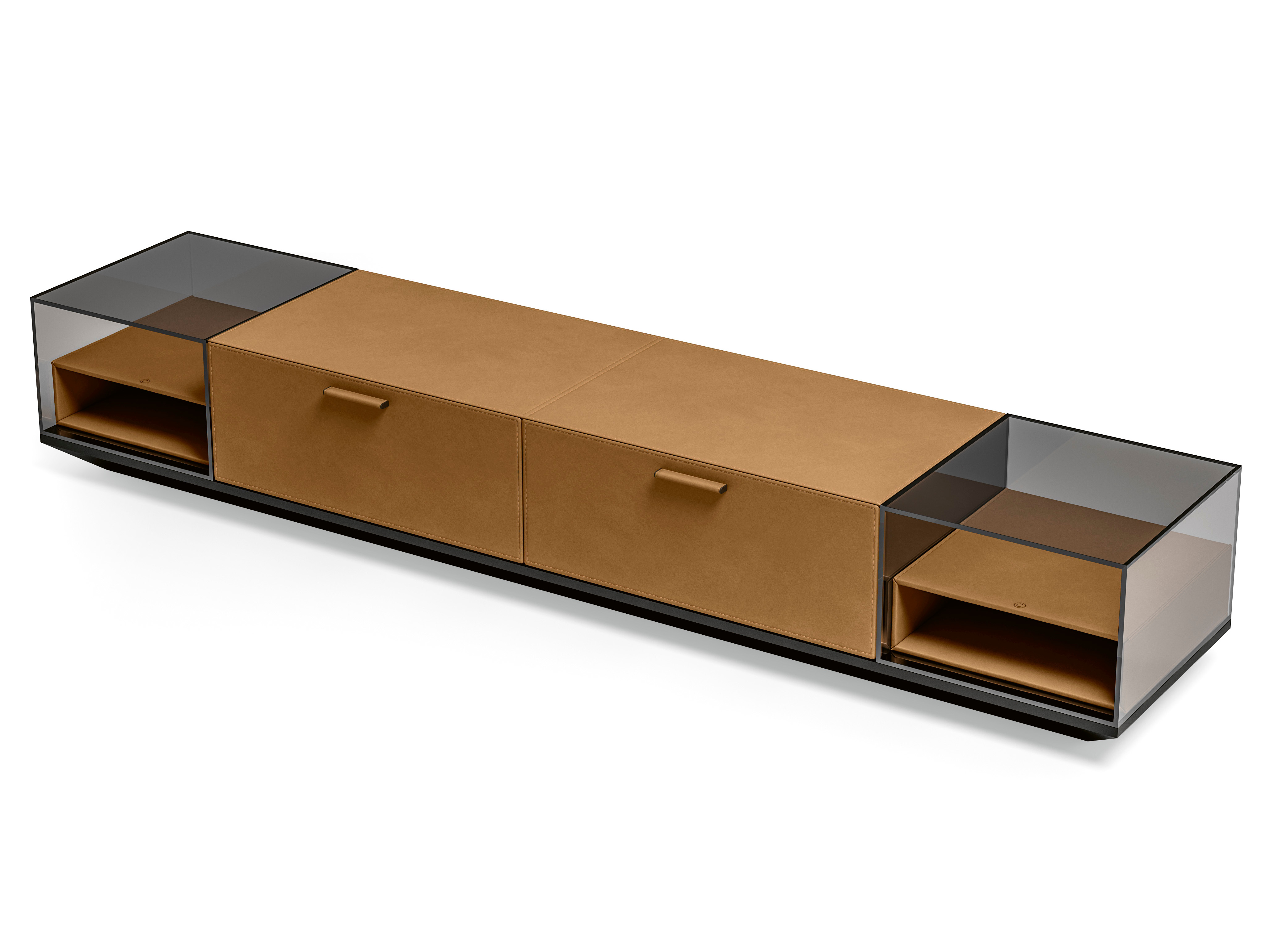 STARLIGHT Glass and tanned leather TV cabinet By CPRN HOMOOD | design ...