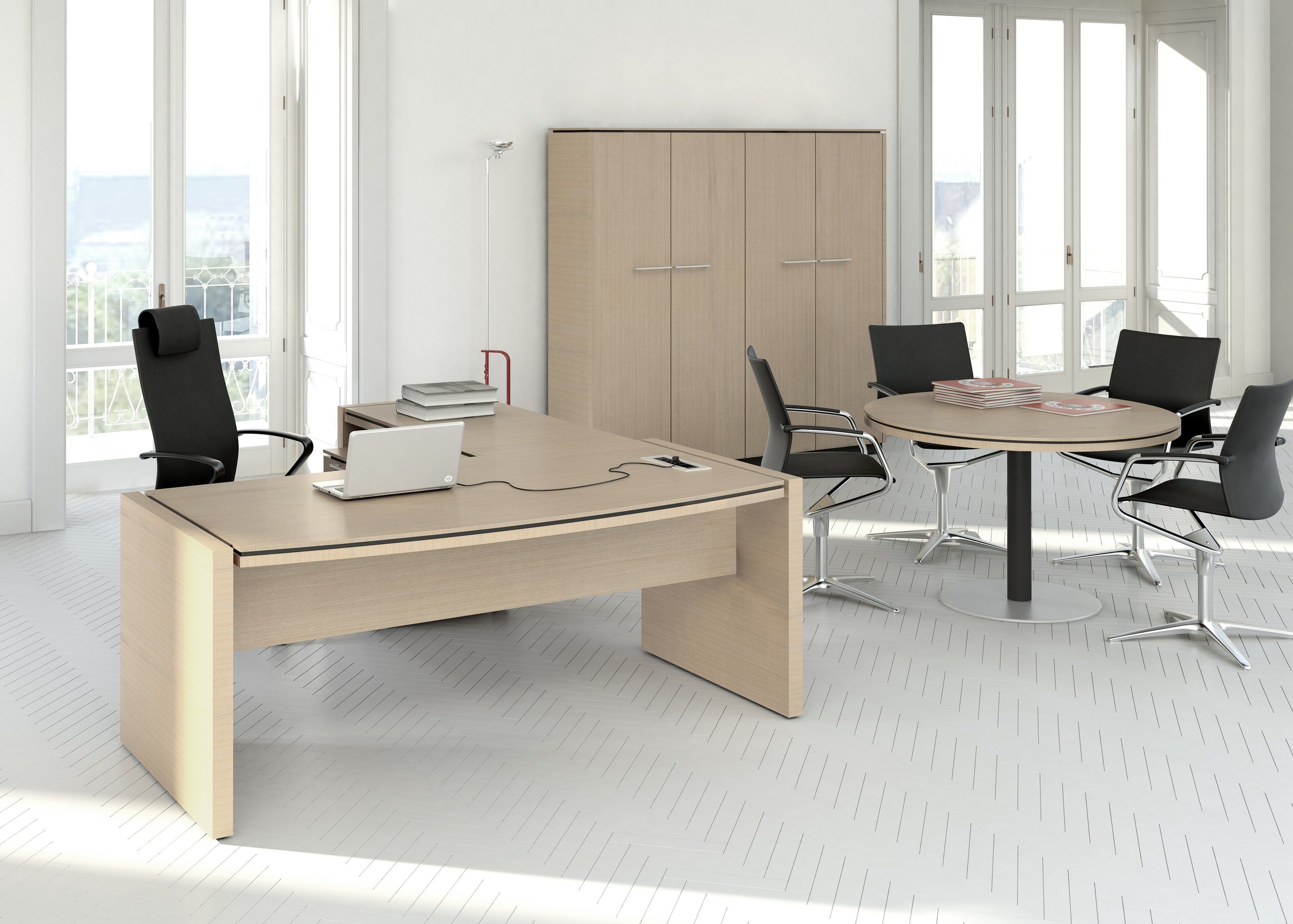 Rectangular melamine-faced chipboard office desk STATUS | Rectangular ...