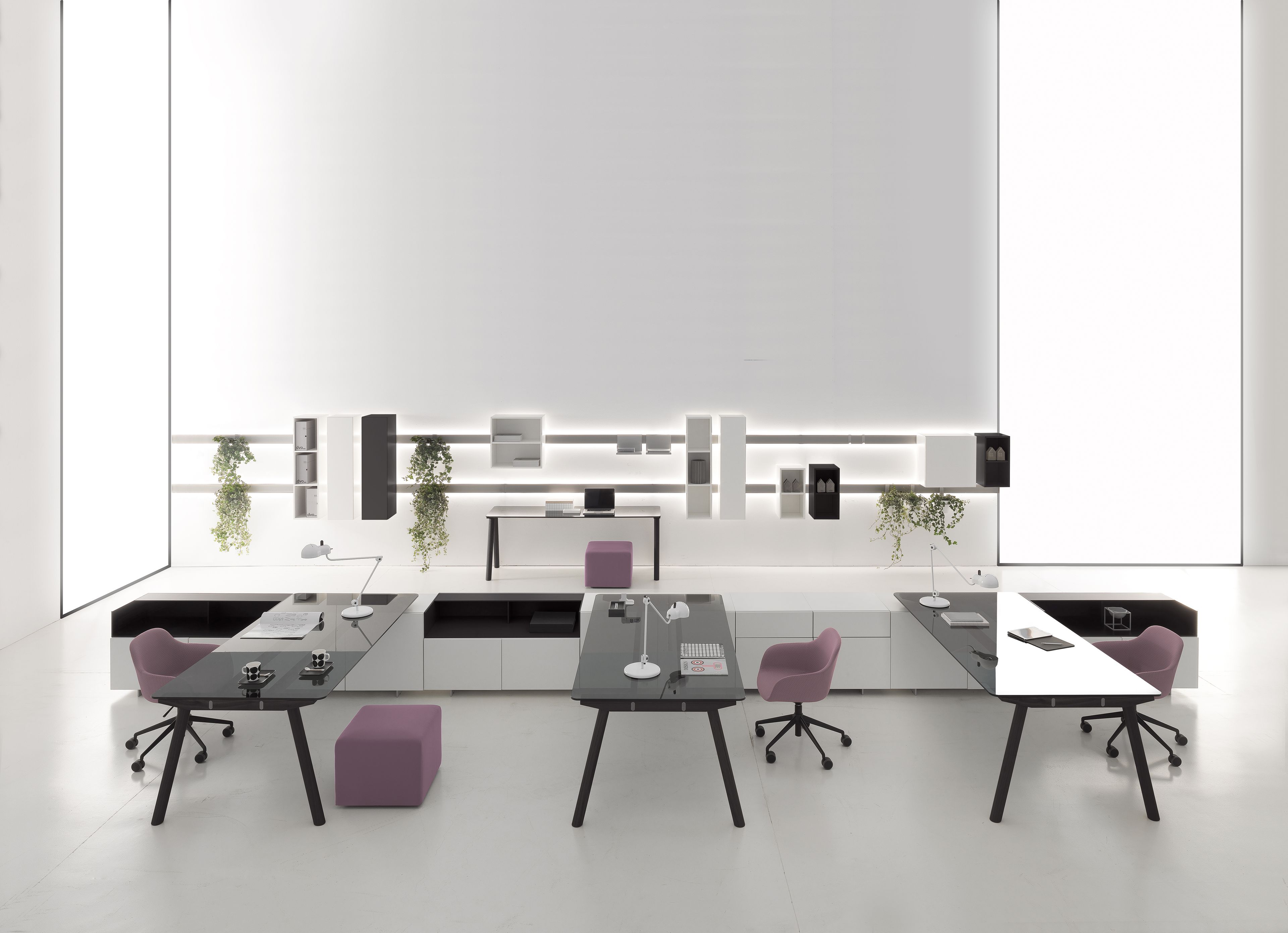 MILO Sectional melamine storage wall with secretary desk By DVO ...