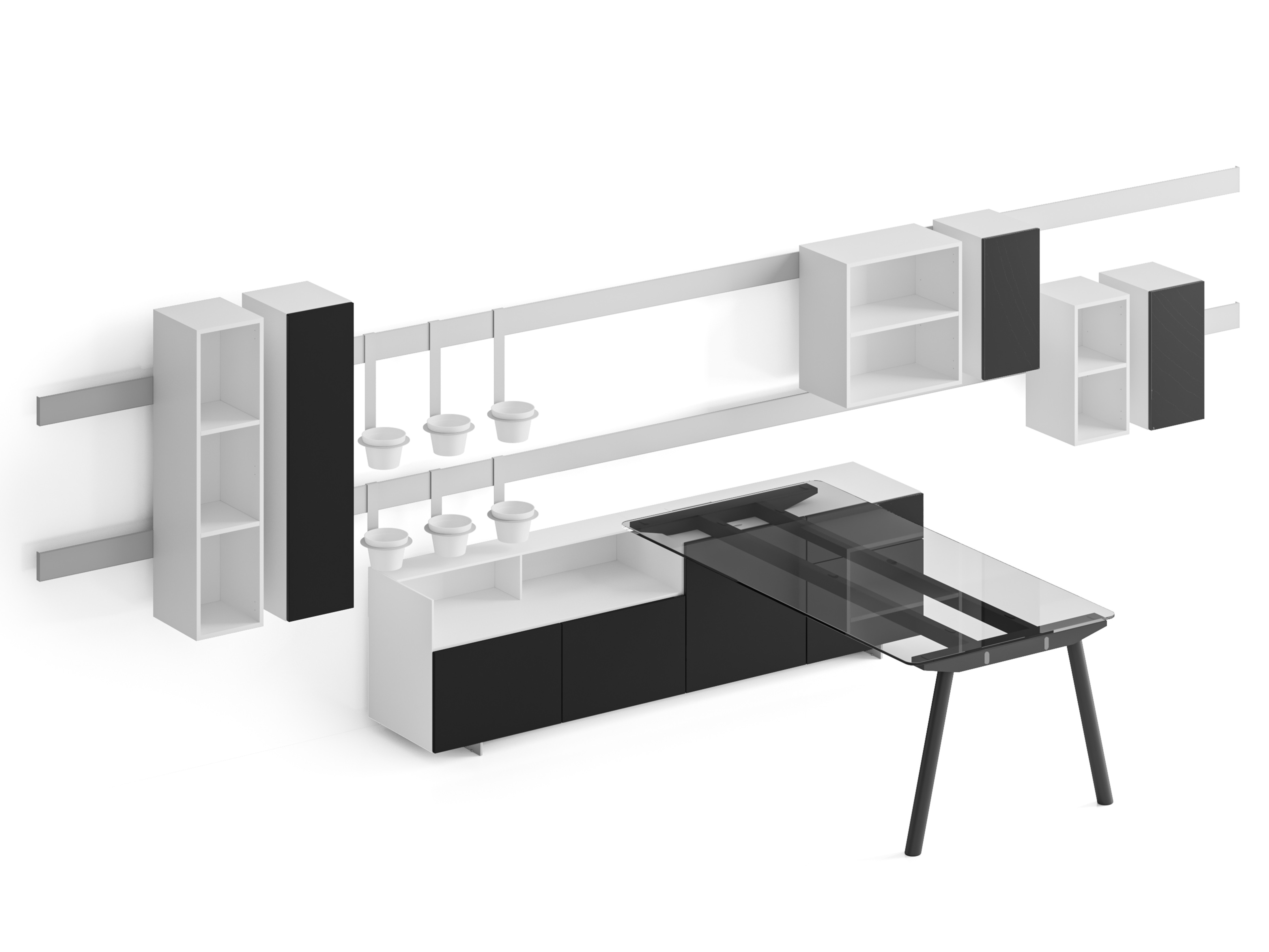 MILO Sectional melamine storage wall with secretary desk By DVO ...