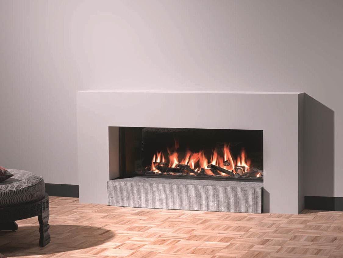 Chimenea de gas en acero con ventana panorámica STÛV B-120 Colección ...