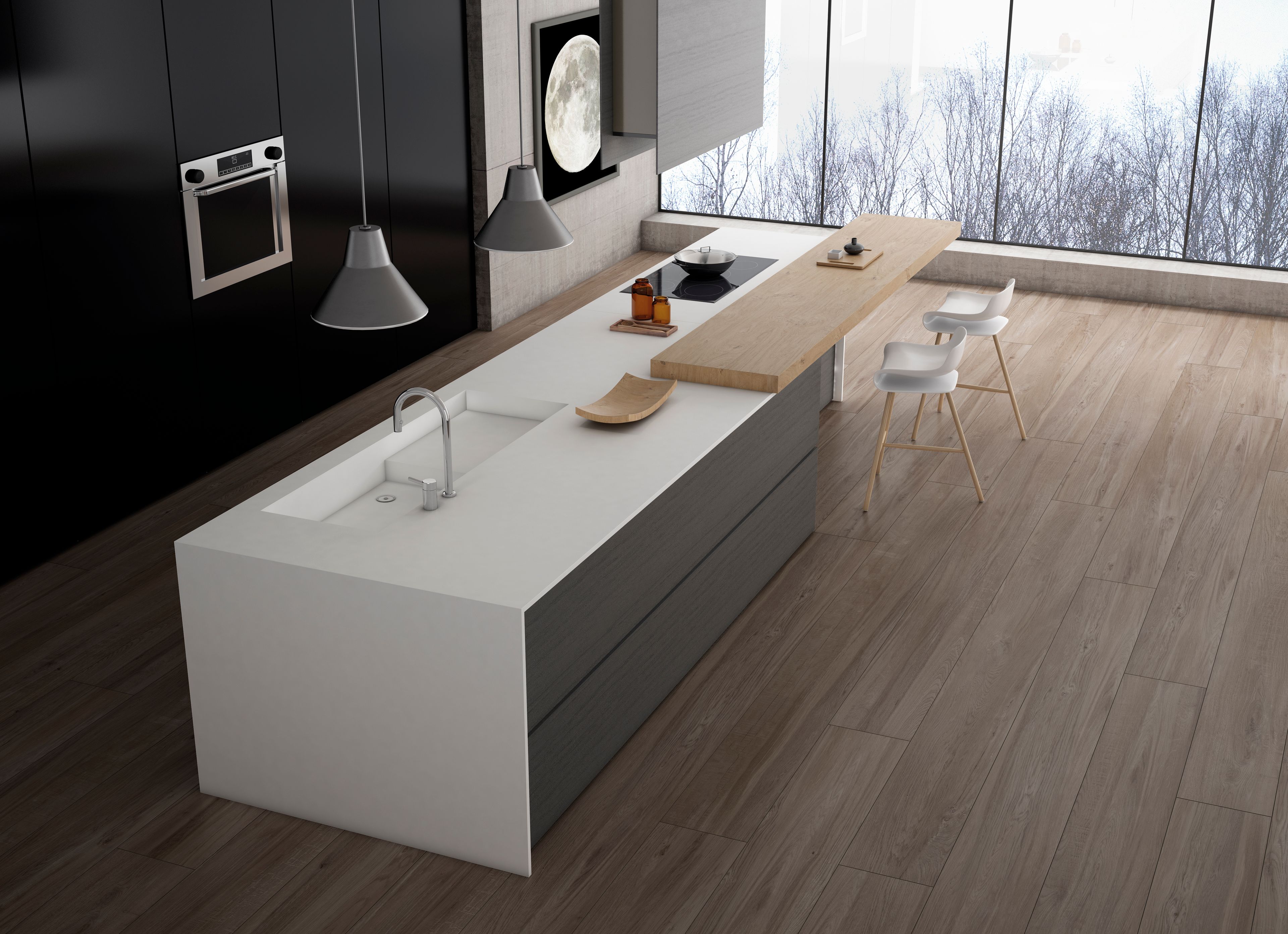 Kitchen worktop / Table Top SUPER WHITE Linetops Collection By APAVISA