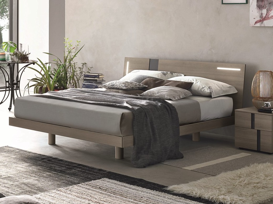 TABLET Ash double bed with integrated lighting By Tomasella