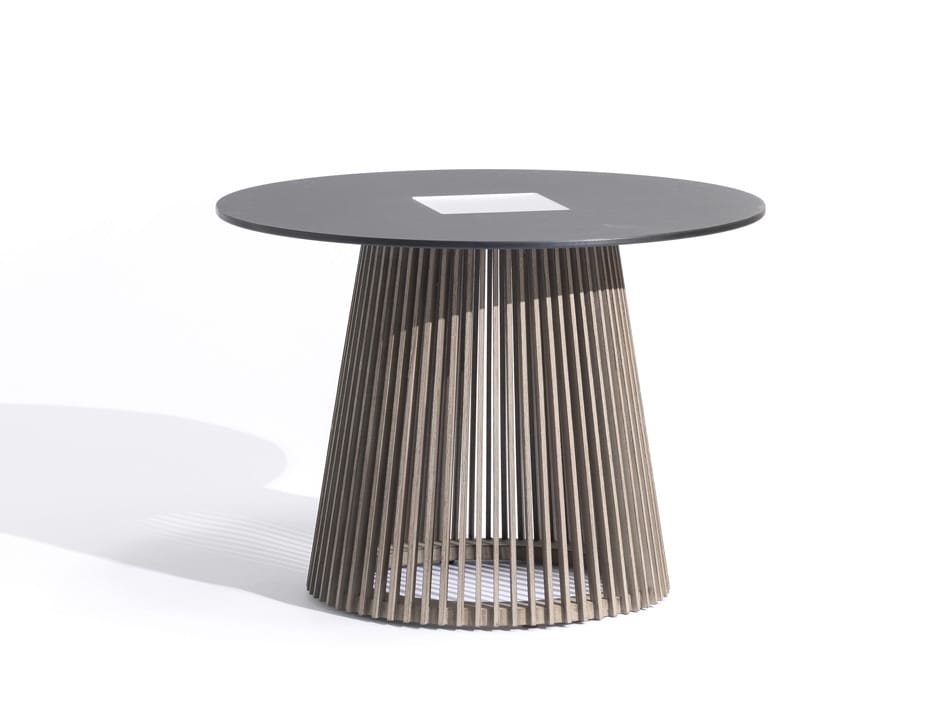 TECKA XL Round garden side table with light By Les Jardins®