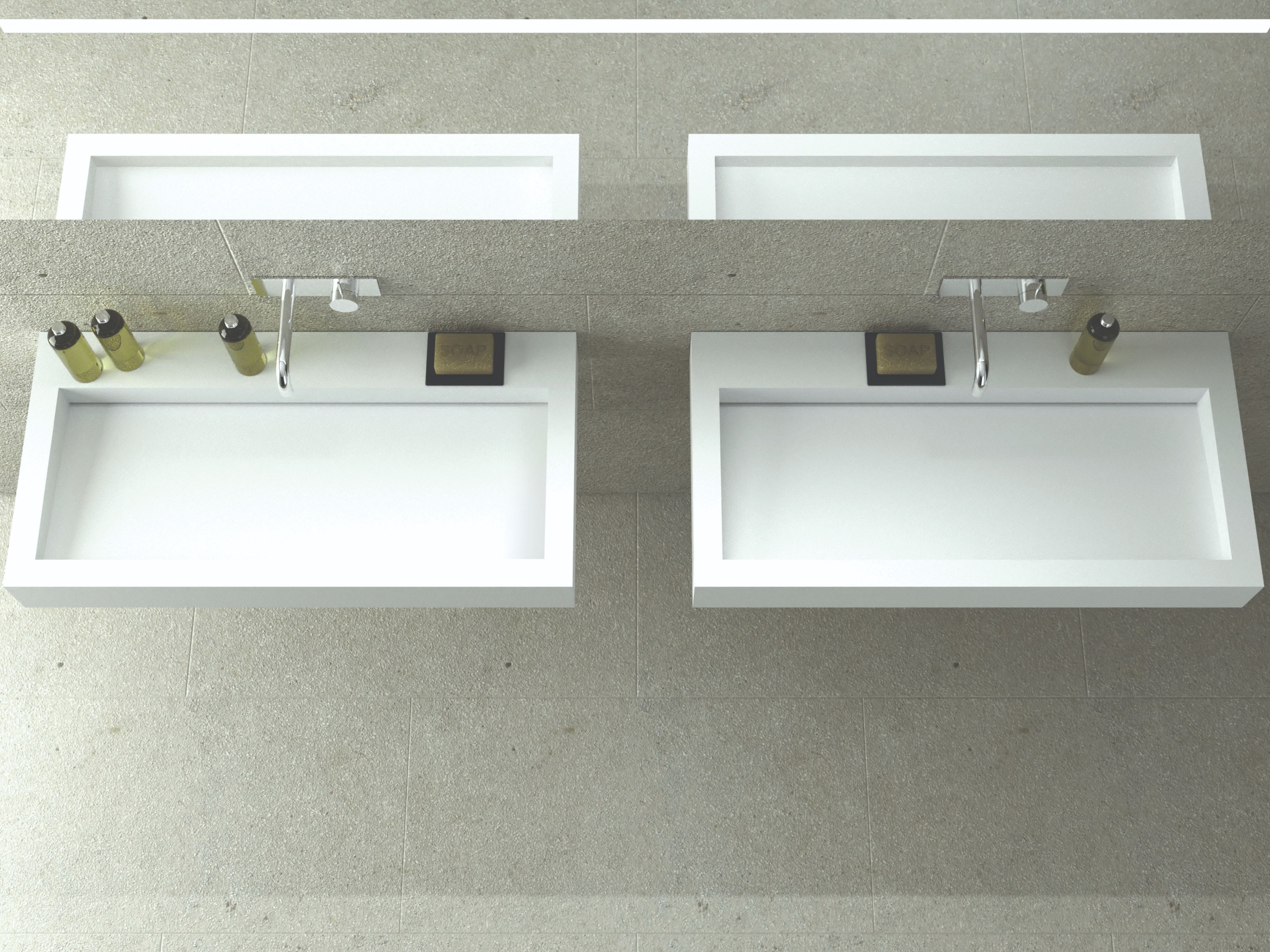 TECNO Lavabo sospeso rettangolare in Solid Surface By MOMA Design