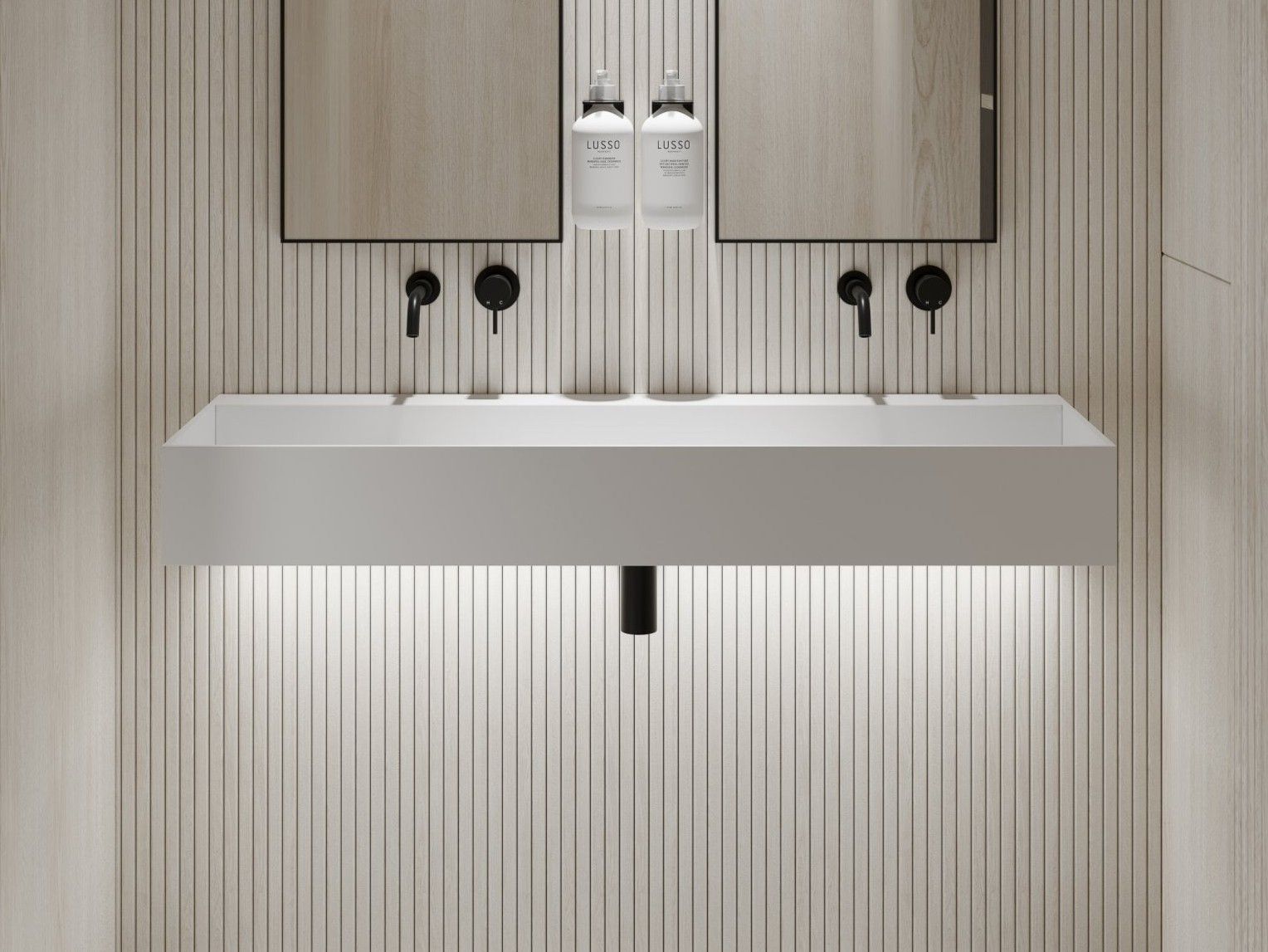 THINN Lavabo suspendido doble de Resin Stone By LUSSO