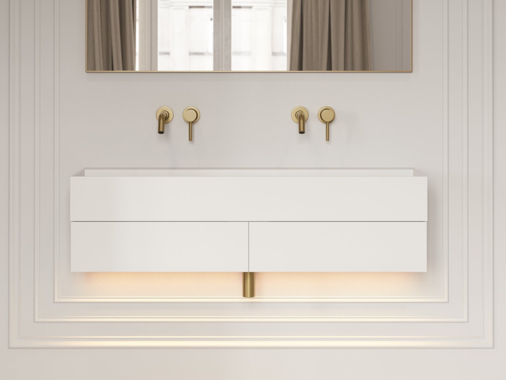 THINN Double Resin Stone vanity unit with integrated washbasin By LUSSO