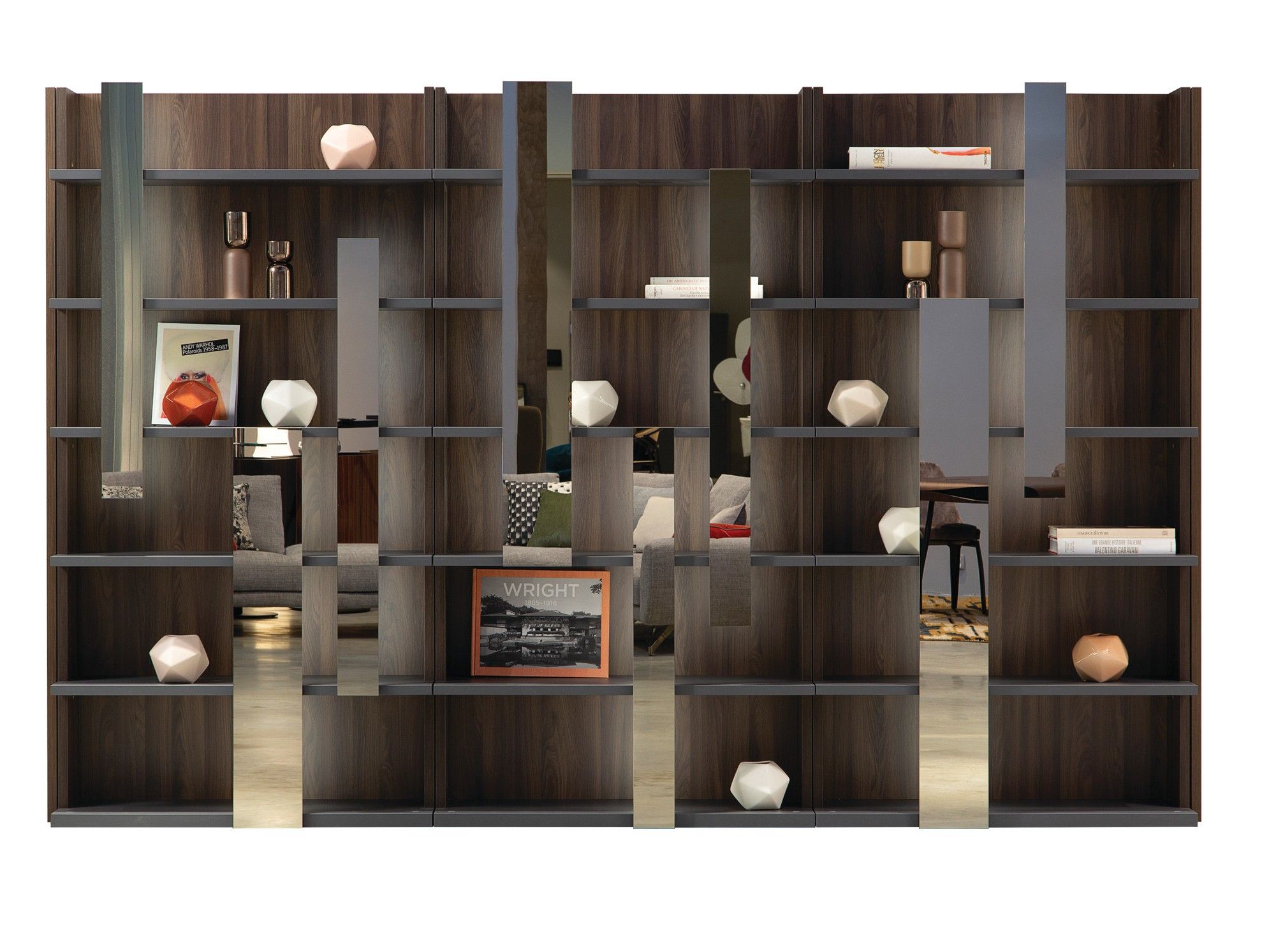 Open wooden bookcase with built-in lights TOCCATA By Roche Bobois ...