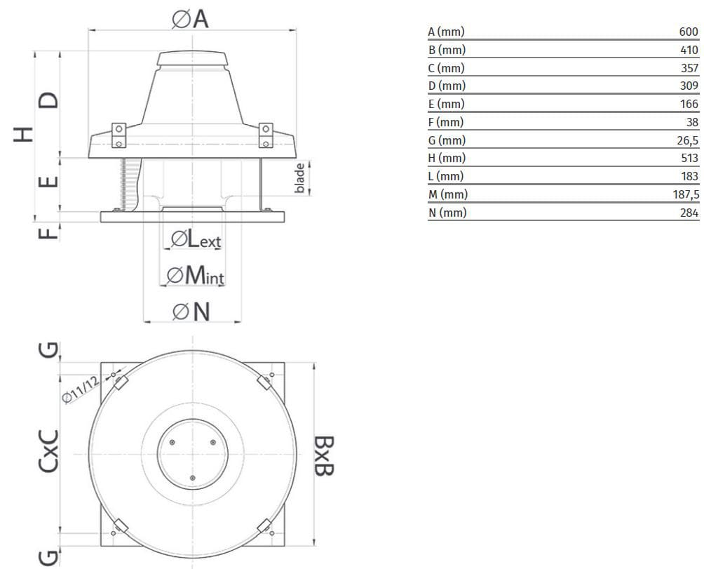 Aspiratore centrifugo da tetto per estrazione fumi caldi TORRETTA TRM ...
