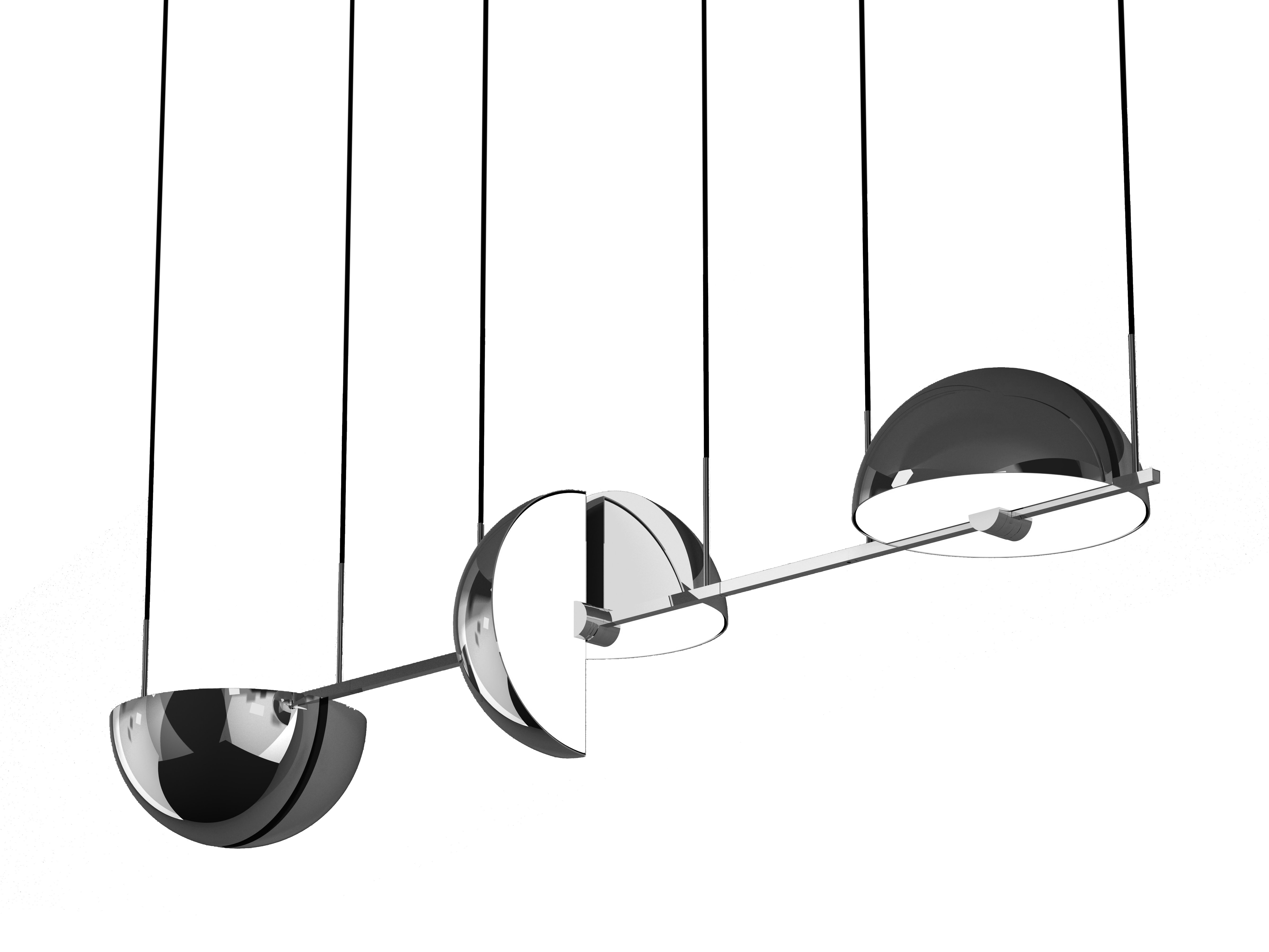 Contemporary style swivel steel pendant lamp TRAPEZE TRIPLETTE CHROME ...
