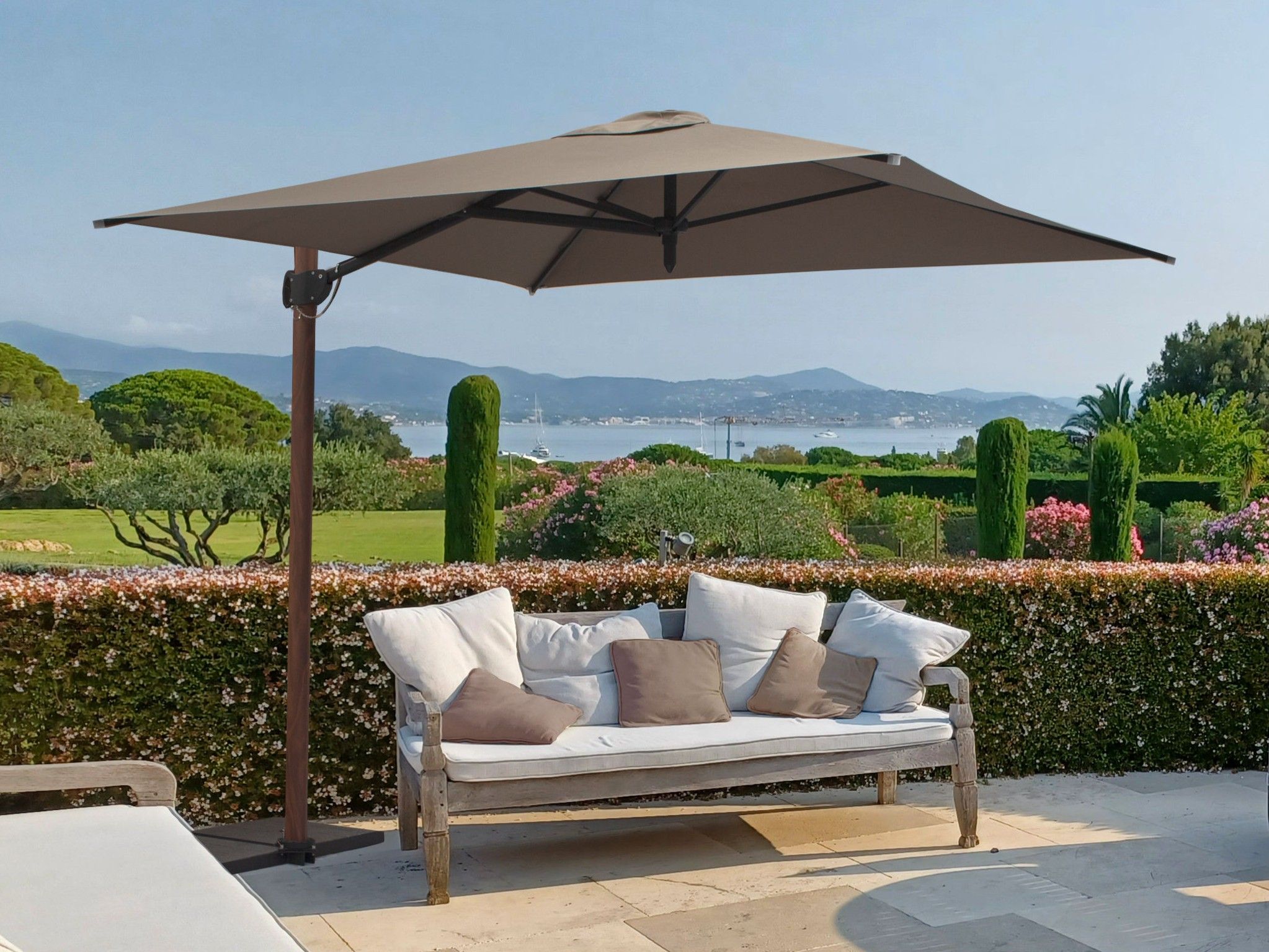 TREND WOOD | Offset Garden umbrella Adjustable retractable offset ...