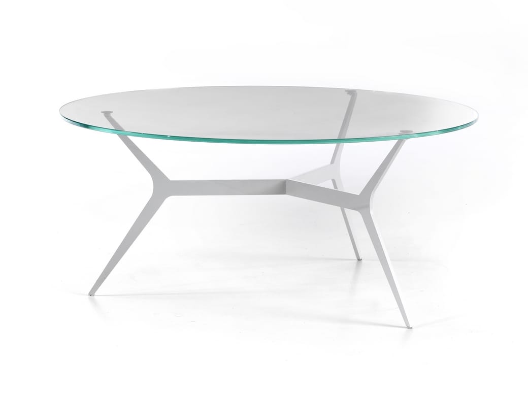 TRIMUNDO Low round glass coffee table By SITIA