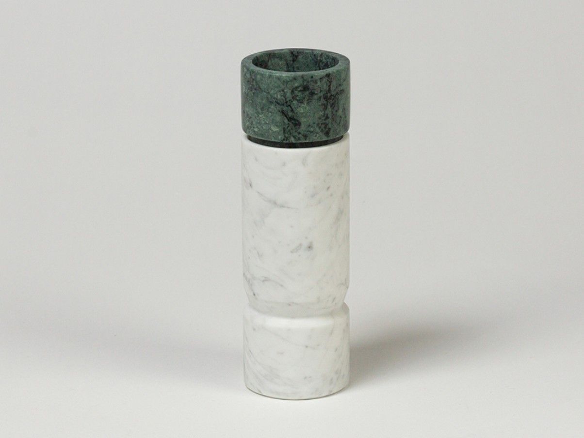 Vase in Carrara marble and green Guatemala marble TUBE TALL Tube ...