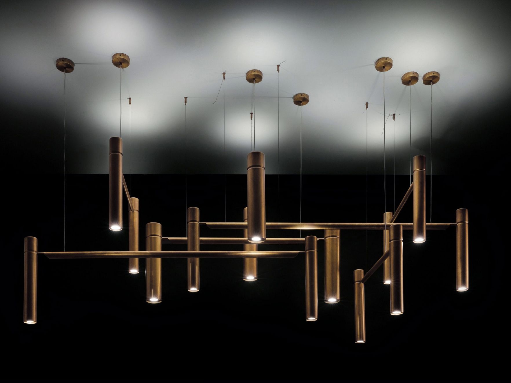 TUBULAR HORIZONTAL LED brass pendant lamp By Henge | design Massimo ...