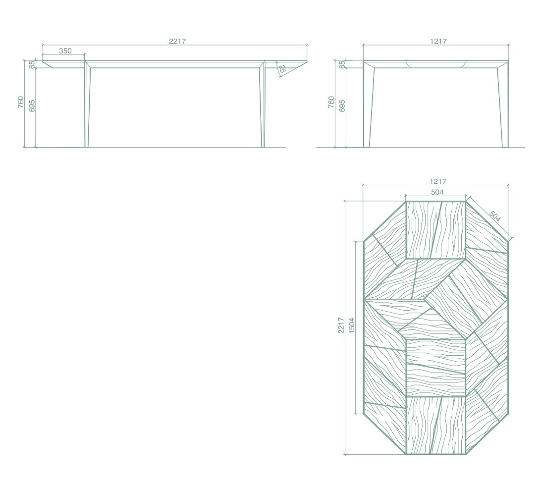 Octagonal oak table TURTLE CP Lab Design Collection By CP Parquet