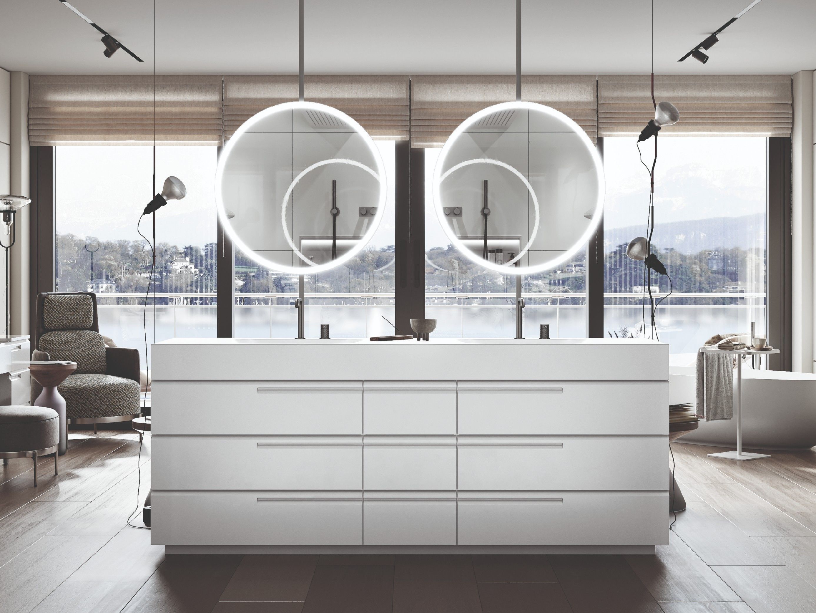 EMPHASIS Floor-standing double sectional vanity unit By MOMA Design