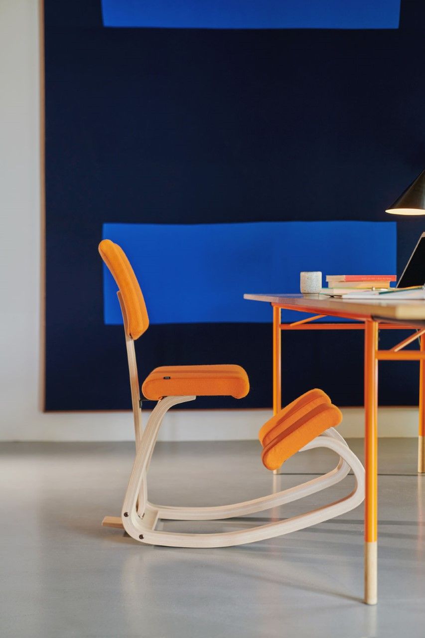 VARIABLE™ PLUS Rocking ergonomic chair in wood and fabric By Varier ...