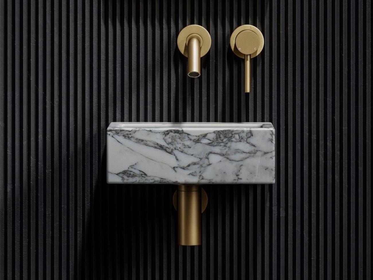 VASEL | Arabescato marble handrinse basin Rectangular wall-mounted ...