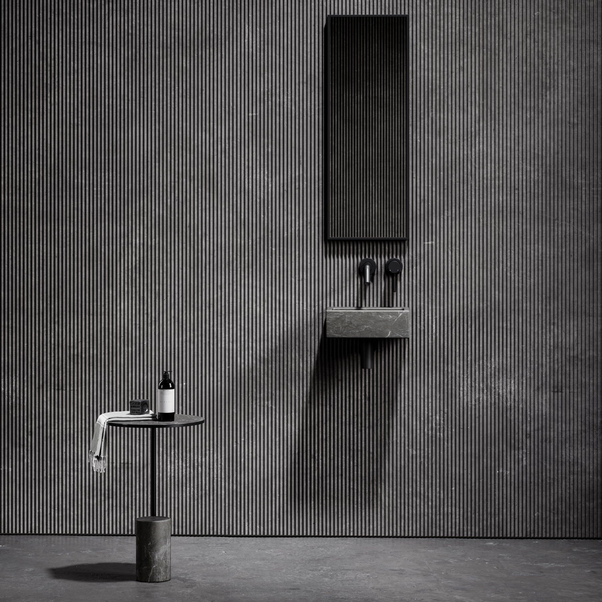 VASEL | Pietra Grey marble handrinse basin Rectangular wall-mounted ...