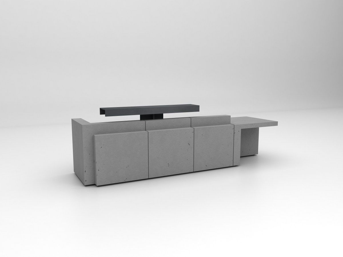 Modular lightweight concrete Office reception desk VOLUME By Isomi ...