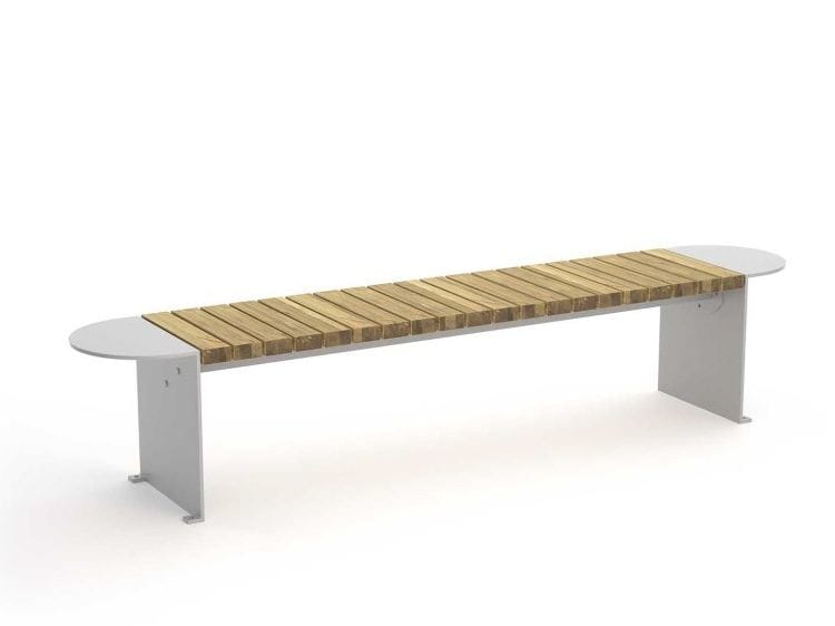 Sectional backless steel and wood bench VROOM | Backless bench Vroom ...